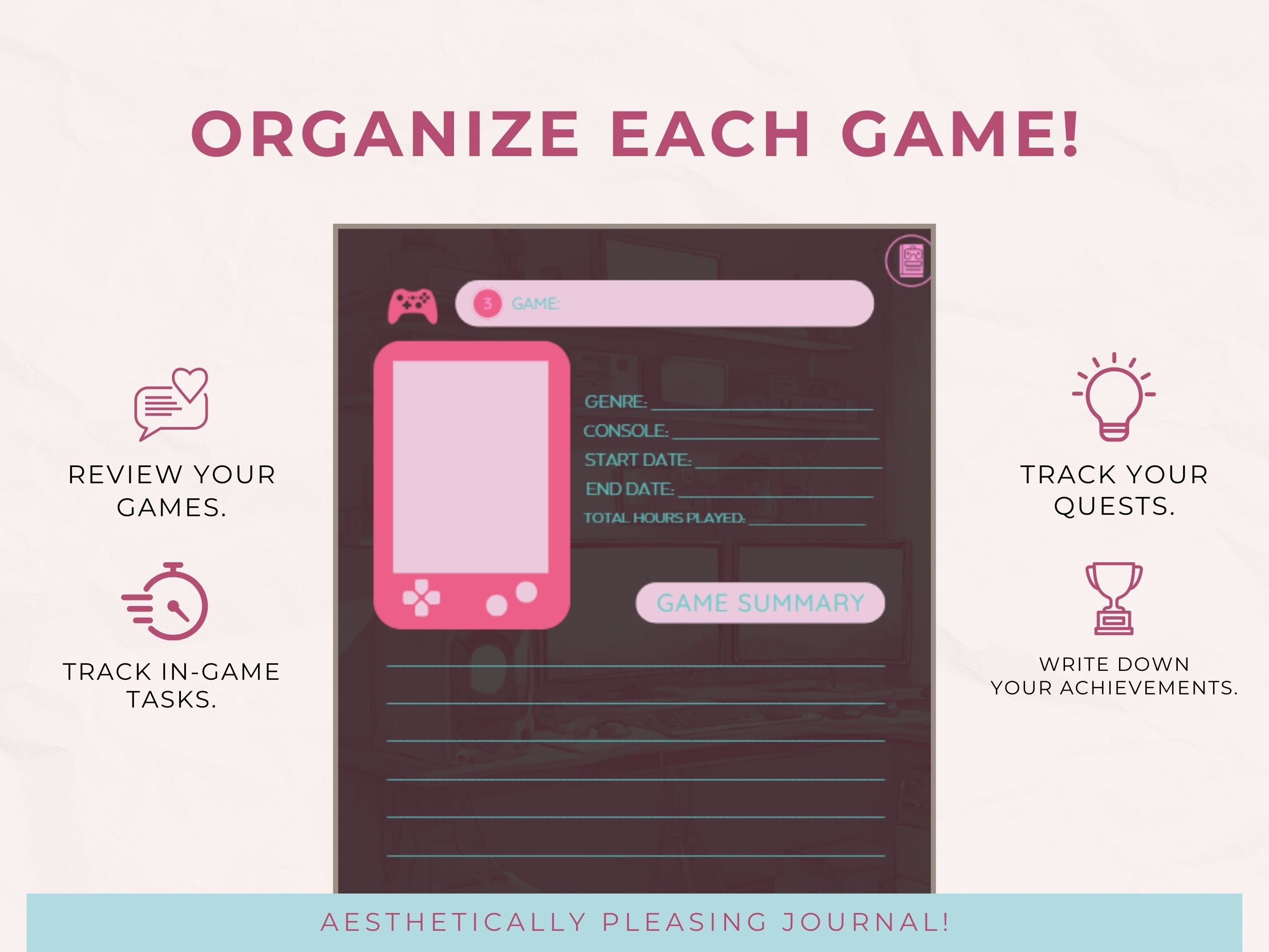 Neon Gaming Journal, Game Tracker, Gaming Organizer, Video Game Planner ...