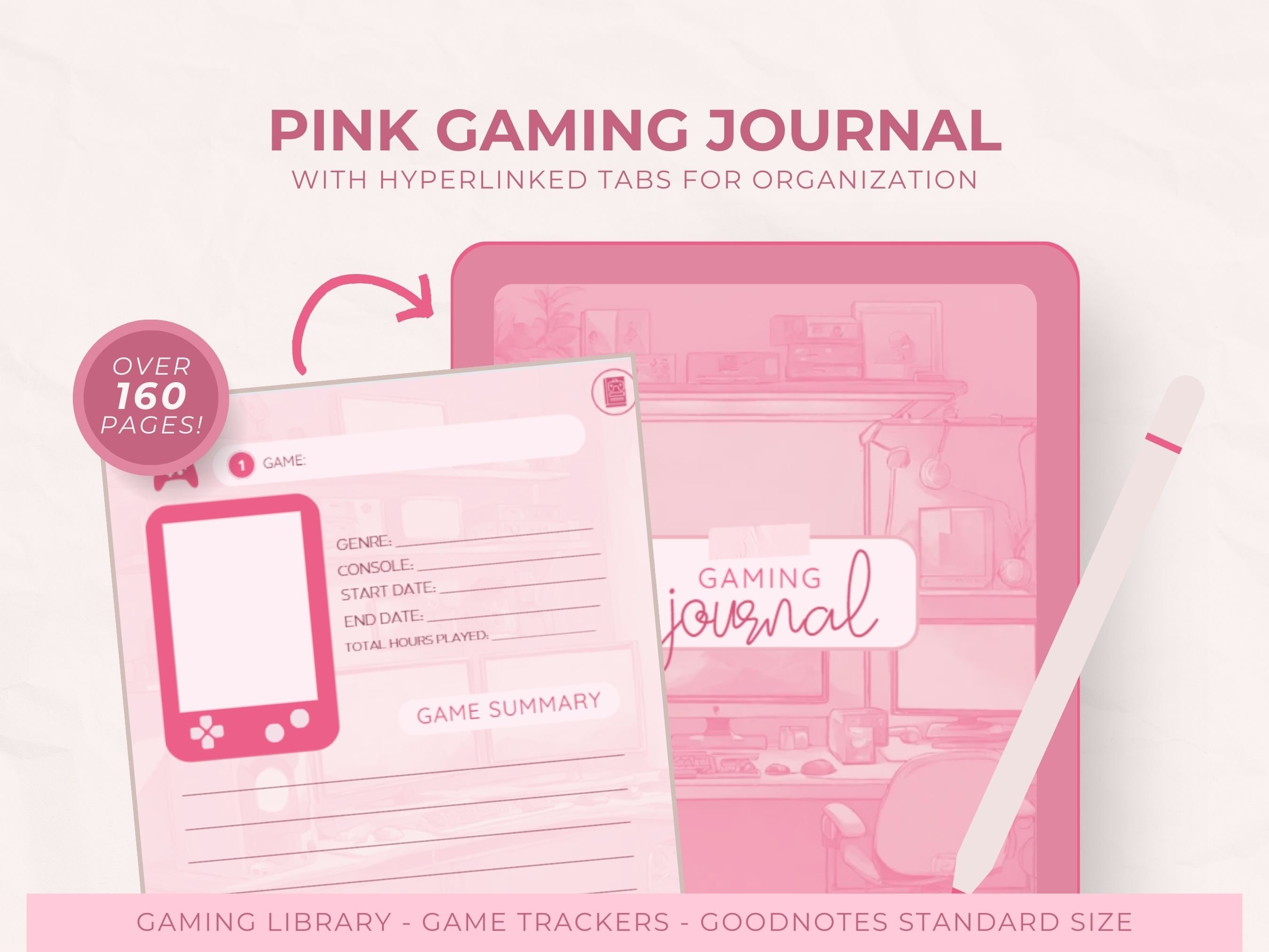 Pink Gaming Journal, Game Tracker, Gaming Organizer, Video Game Planner ...