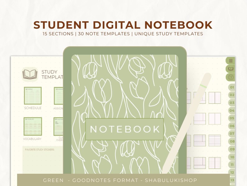 Digital Student Notebook Template, Goodnotes Student Planner, Study ...