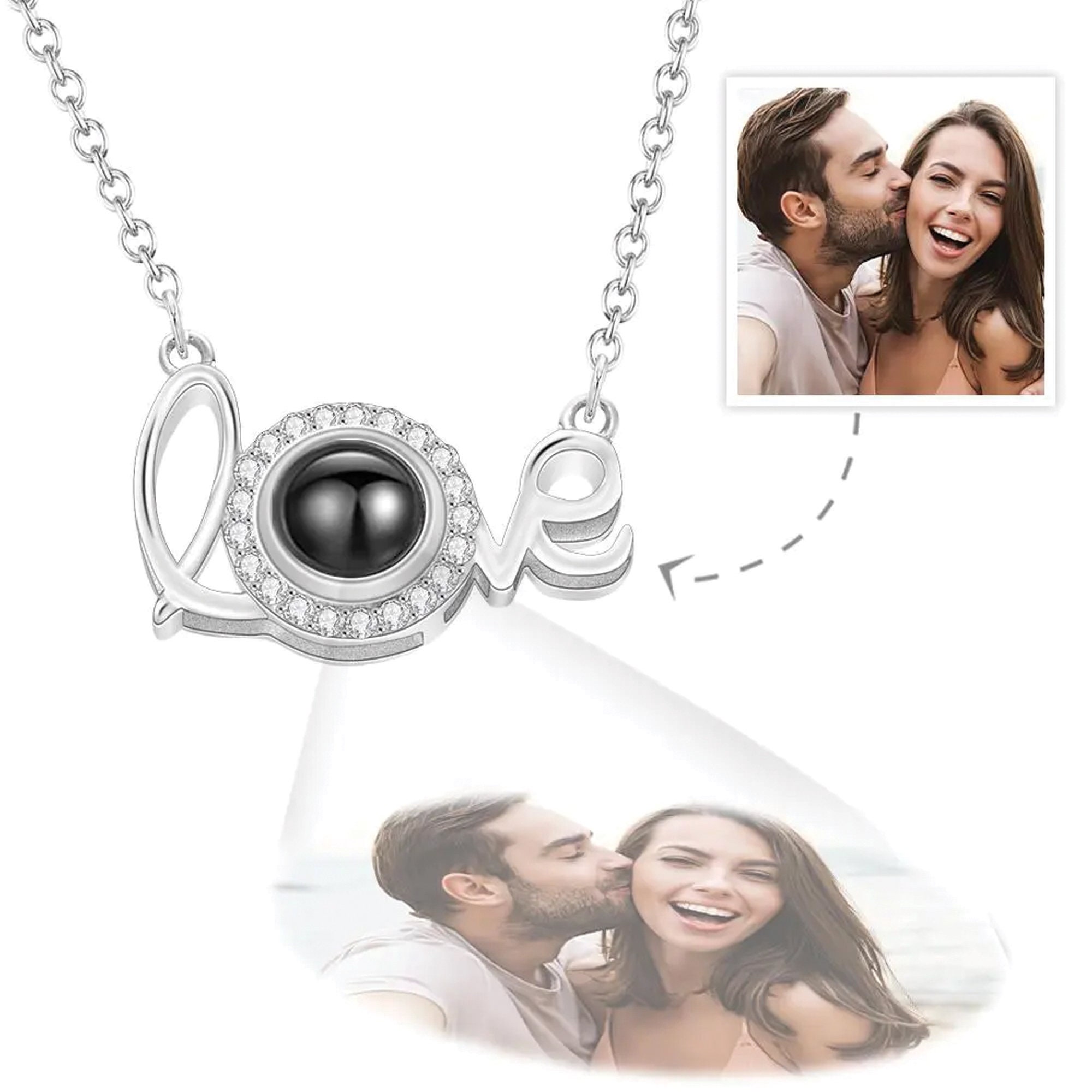 Custom Love Picture Projection Necklace Memorial Photo Necklace ...