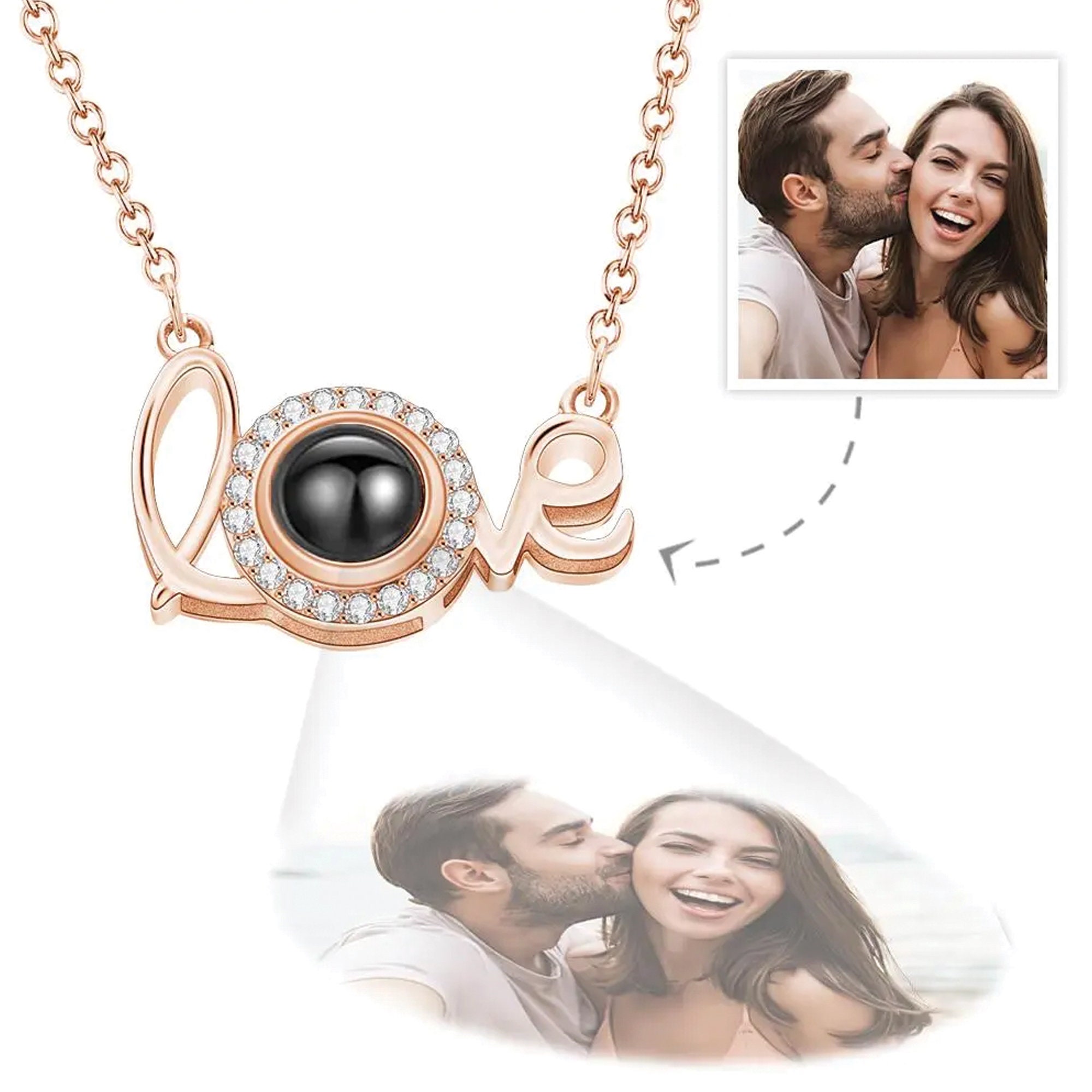 Custom Love Picture Projection Necklace Memorial Photo Necklace ...