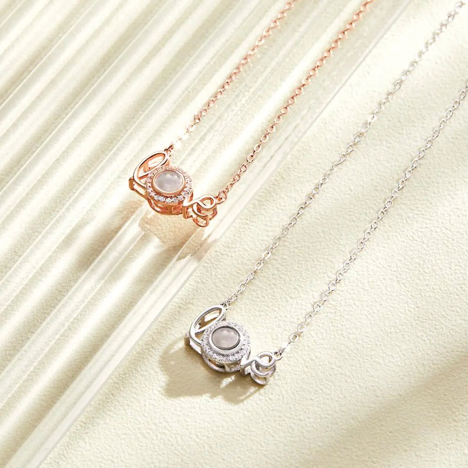 Custom Love Picture Projection Necklace Memorial Photo Necklace ...