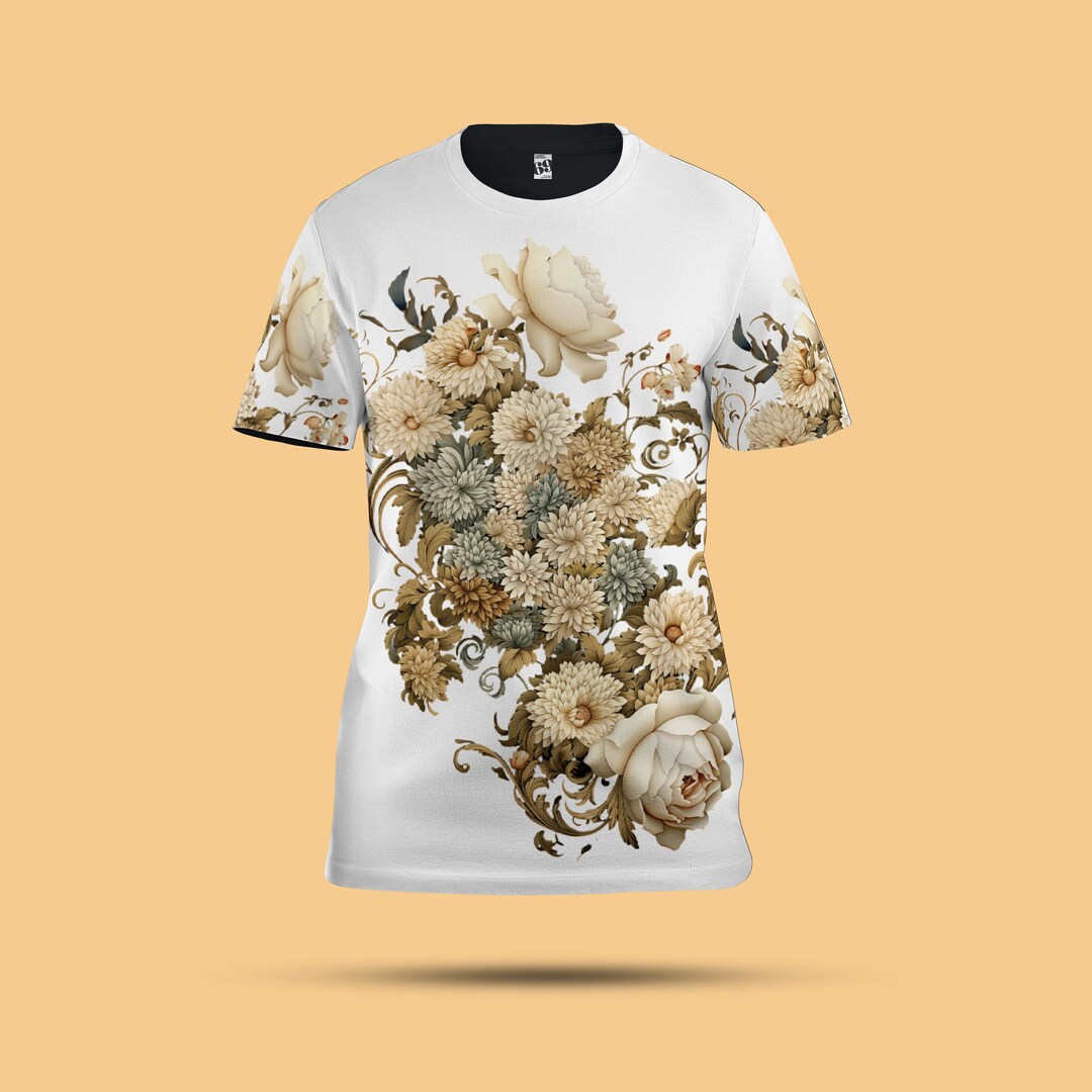 Vintage Flower T-shirt, Aesthetic Flower T-shirt, Sleeve Print, Unisex ...