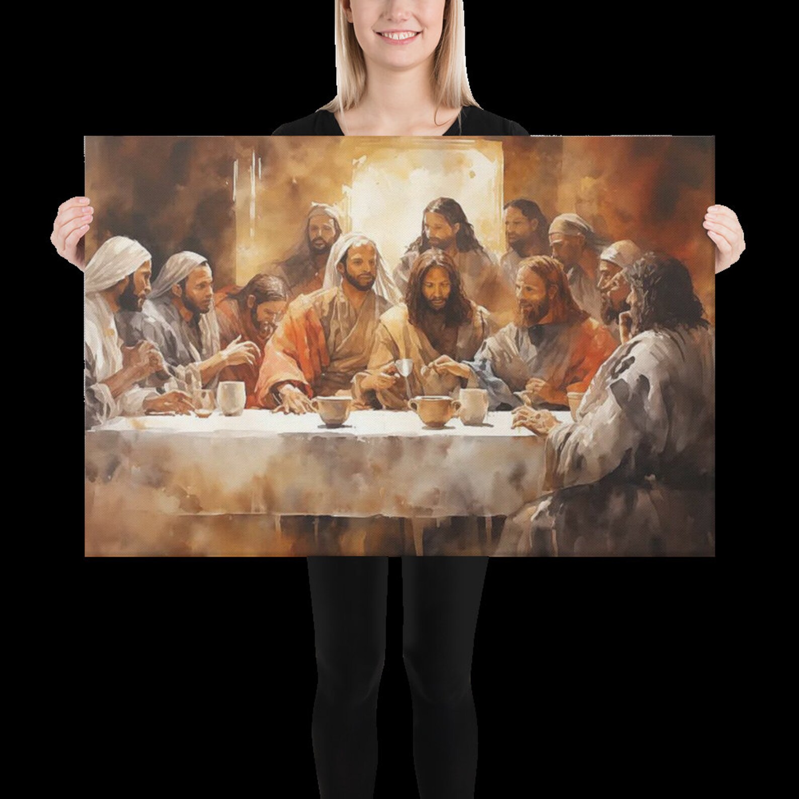 The Last Supper Christian Art Watercolor Wall Art Christian Decor ...