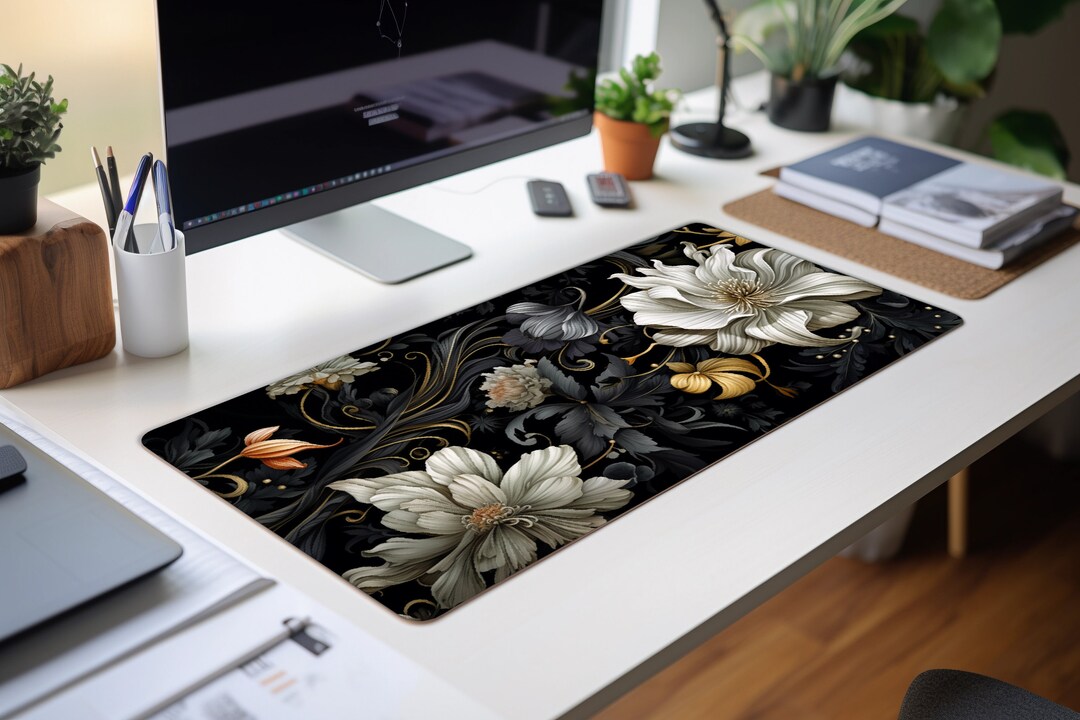 Floral Desk Pad, Aesthetic Desk Pad, Vintage Floral Desk Pad, Gaming ...