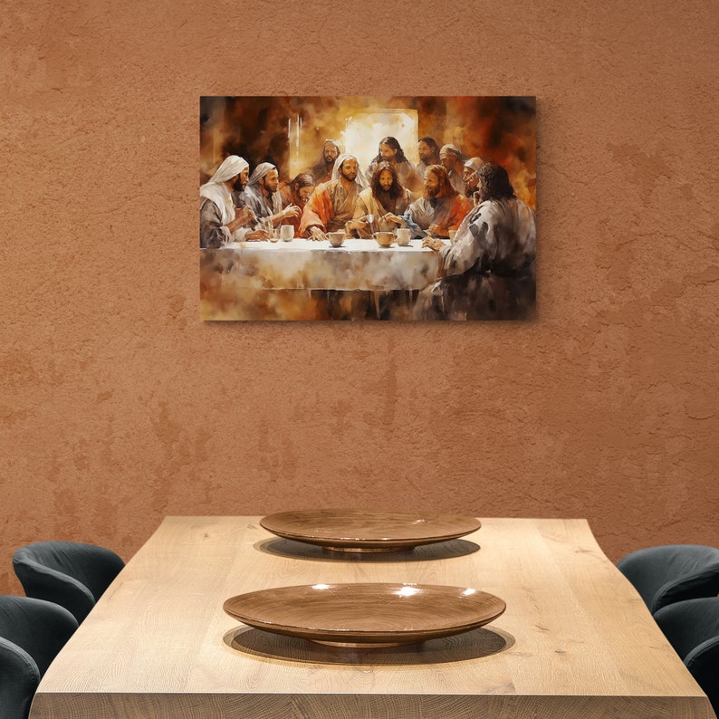 The Last Supper Christian Art Watercolor Wall Art Christian Decor ...