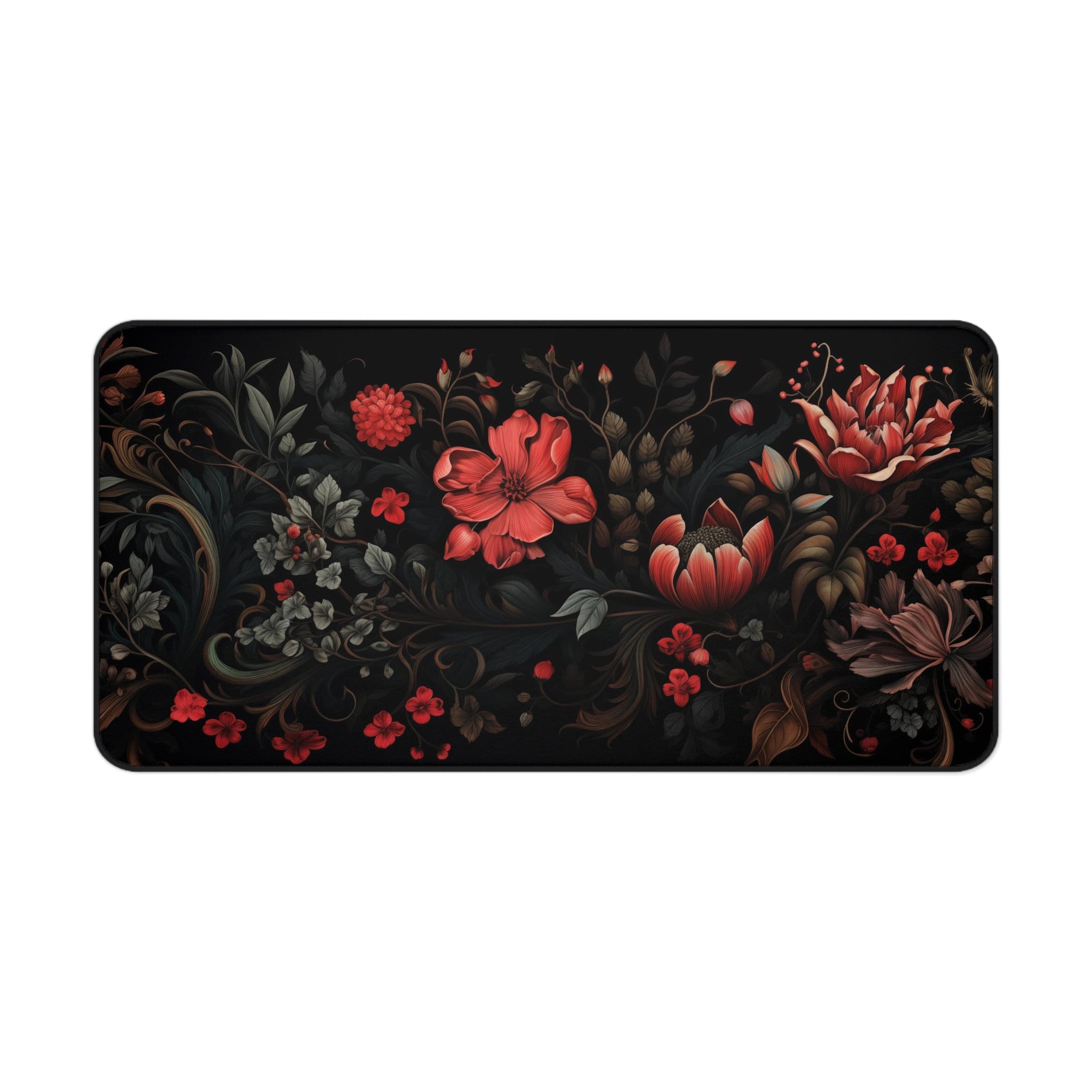 Red Flower Desk Pad, Aesthetic Desk Pad, Vintage Floral Desk Pad ...