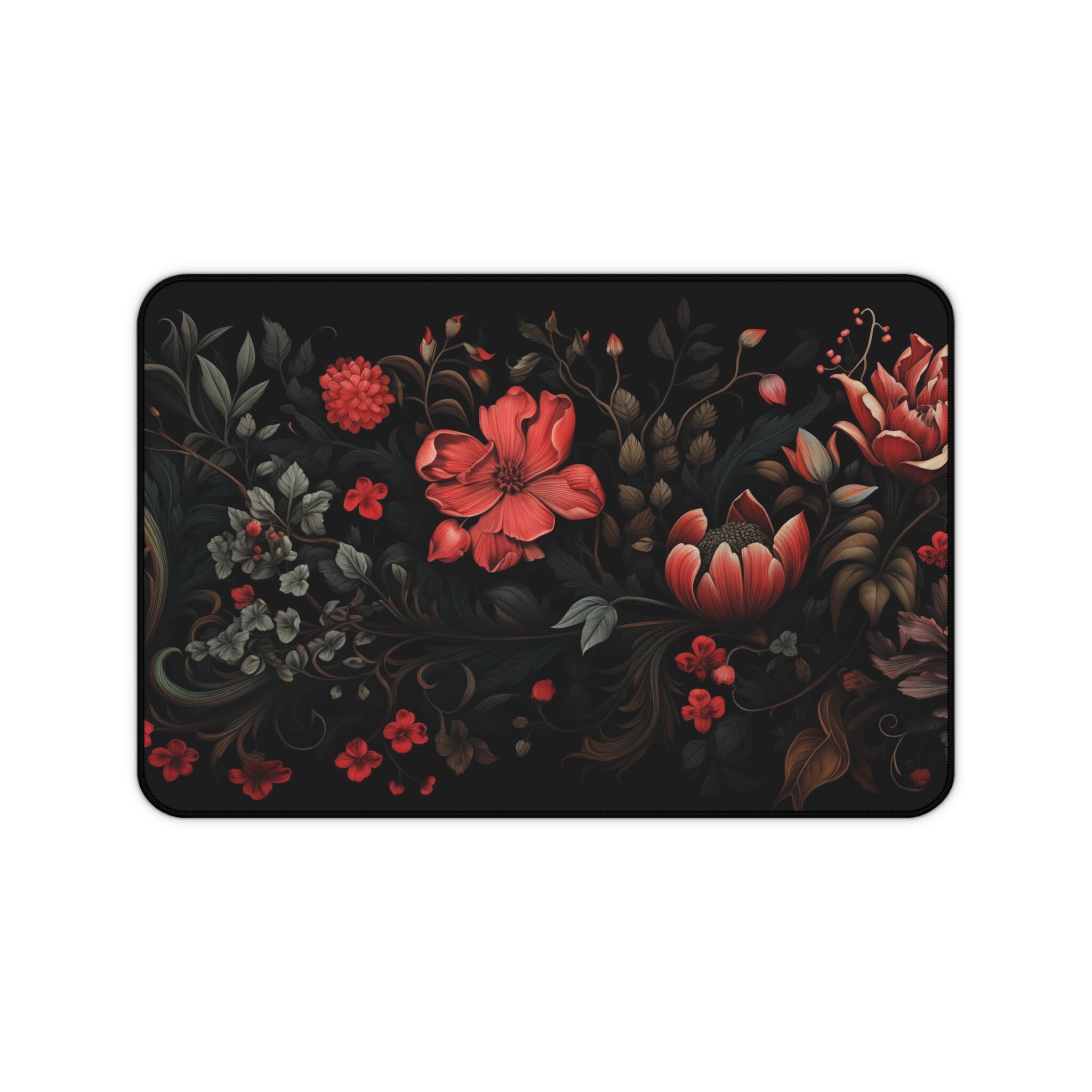 Red Flower Desk Pad, Aesthetic Desk Pad, Vintage Floral Desk Pad ...