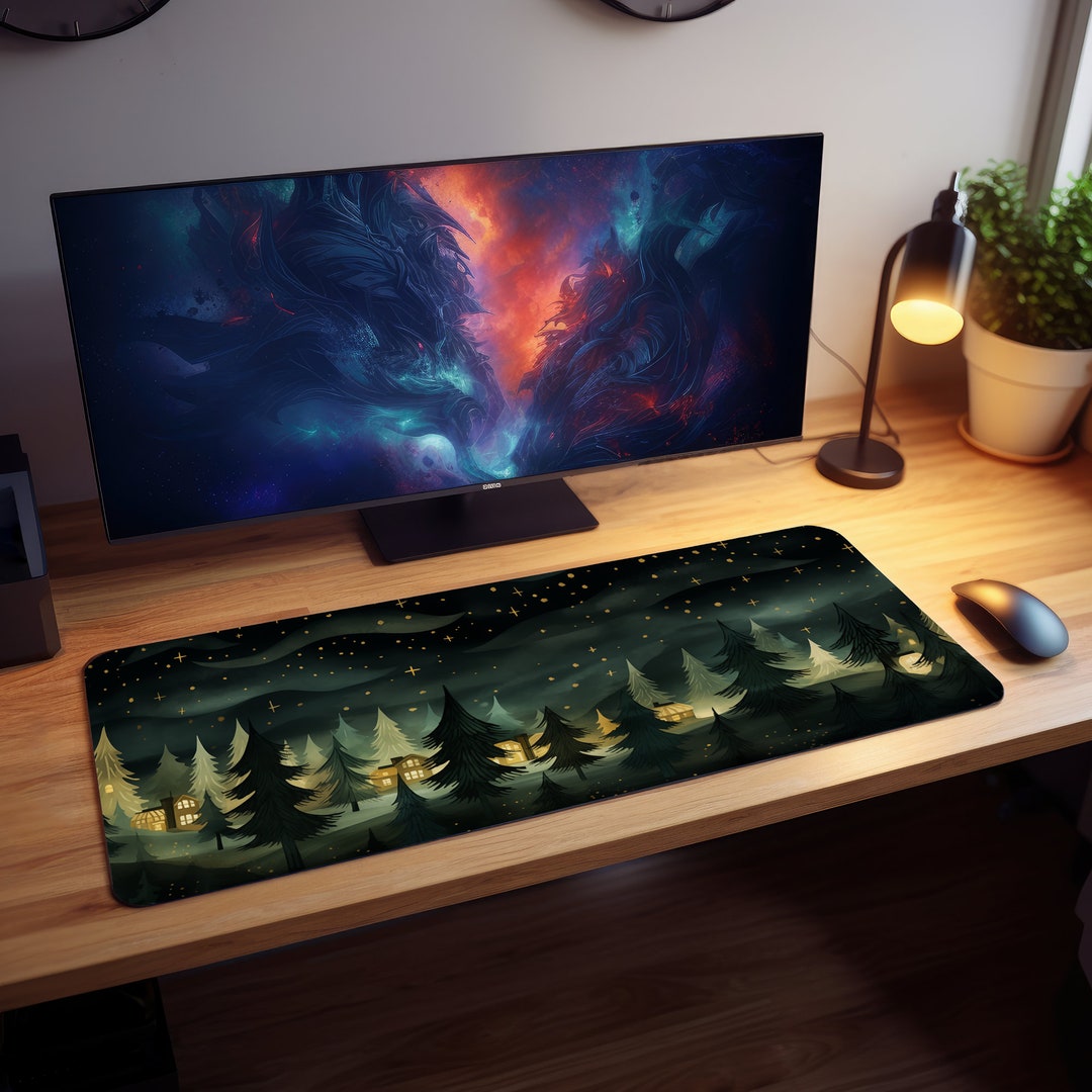 Silent Night Cottagecore Desk Pad, Nature-inspired Extended Desk Pad ...