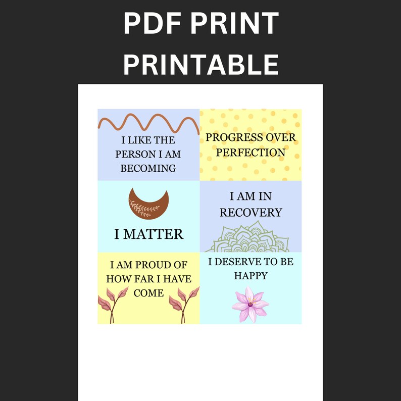 Sobriety Recovery Card Self Care Card Download Printable Addiction Card ...