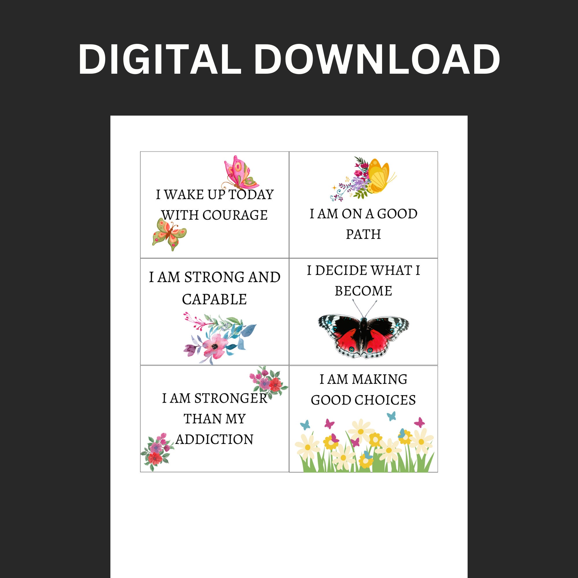 Sobriety Recovery Card Self Care Card Download Printable Addiction Card ...