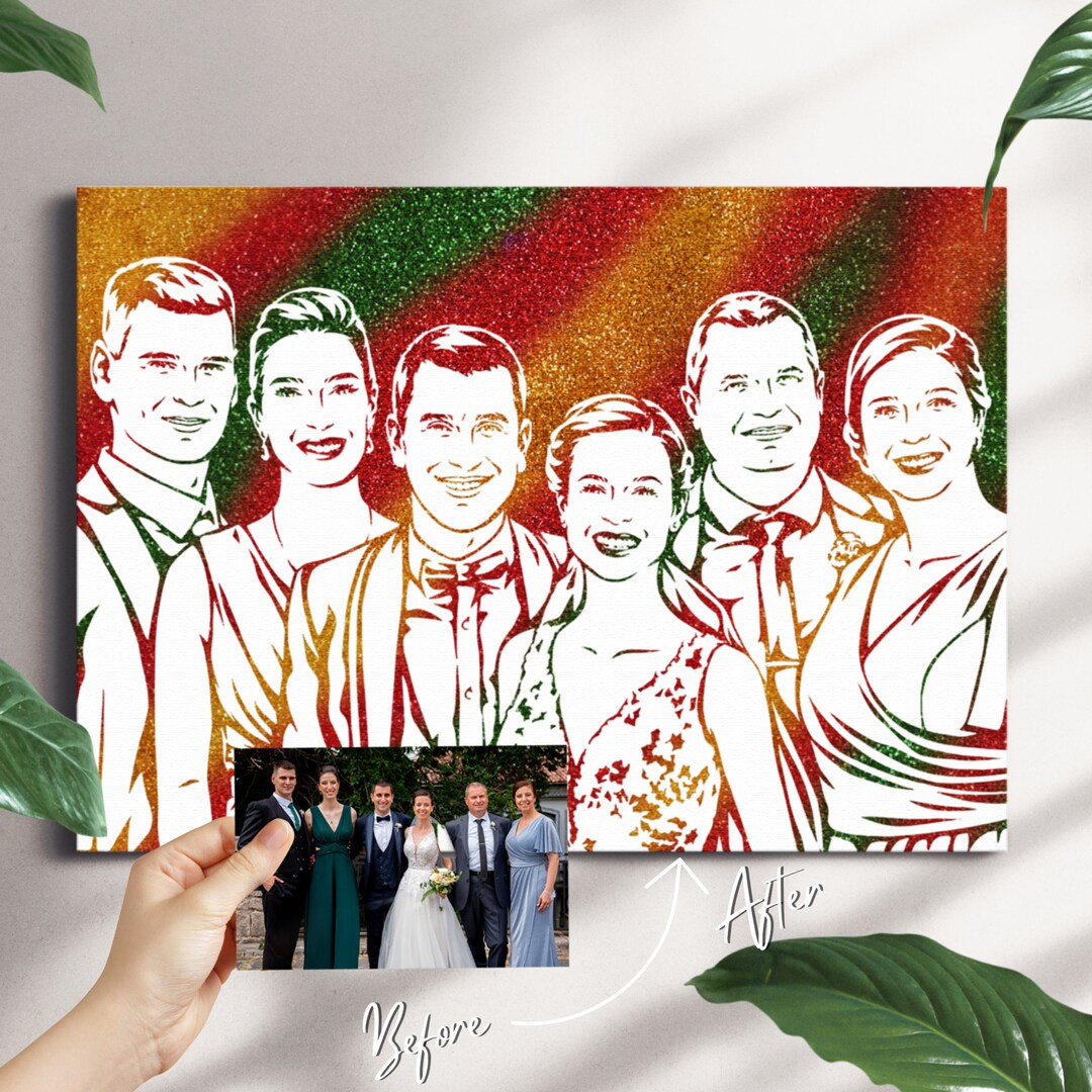 Customized Family Portraits. Glittering Portrait on Canvas ...