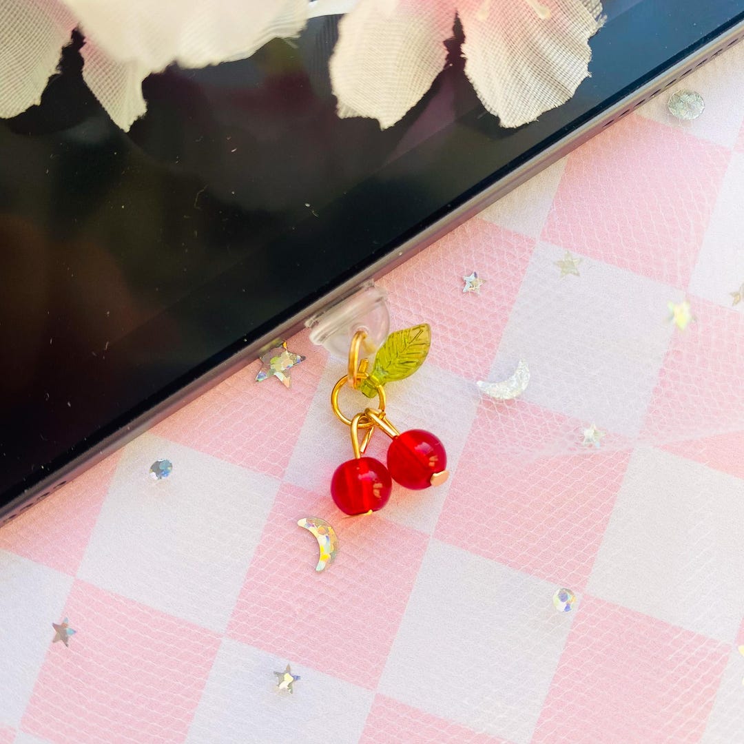 Juicy Cherry Dust Plug, Red Beaded Cherries Charm, Dust Plug for Switch ...