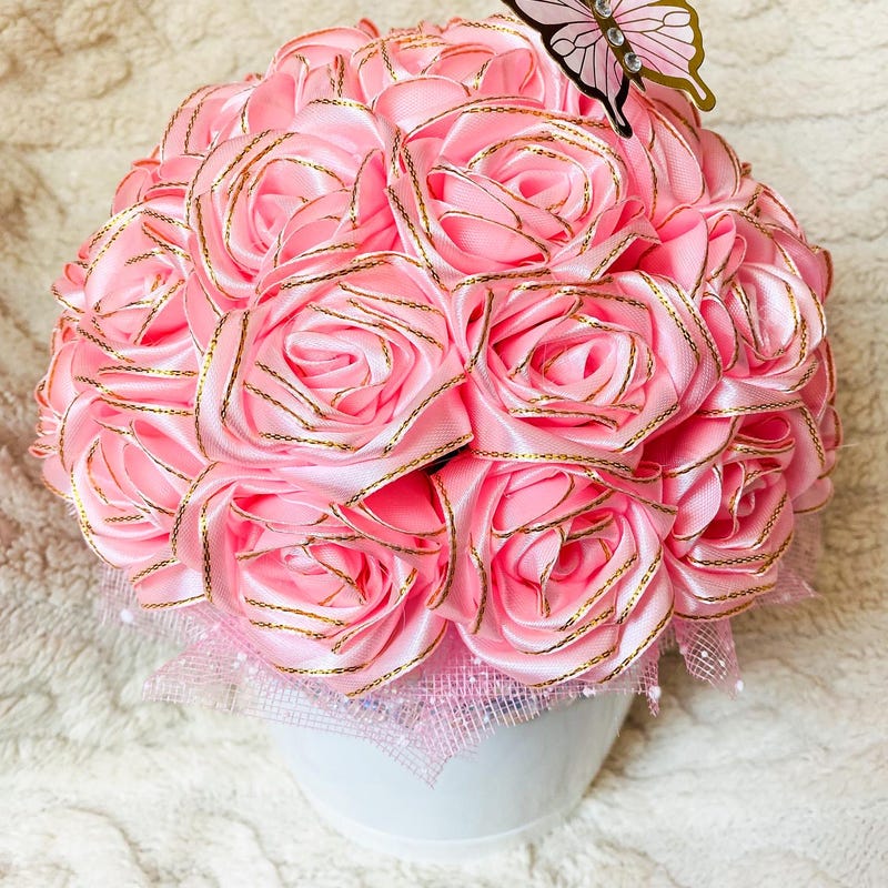 Ribbon Rose Bouquet - Etsy