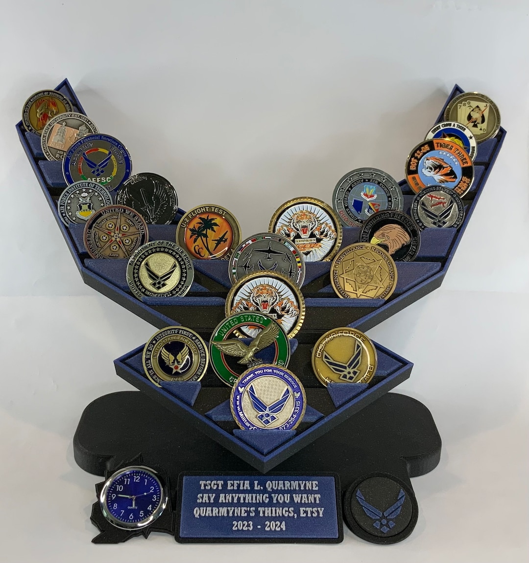Air Force Emblem Coin Holder With Stand and Clock Option - Etsy