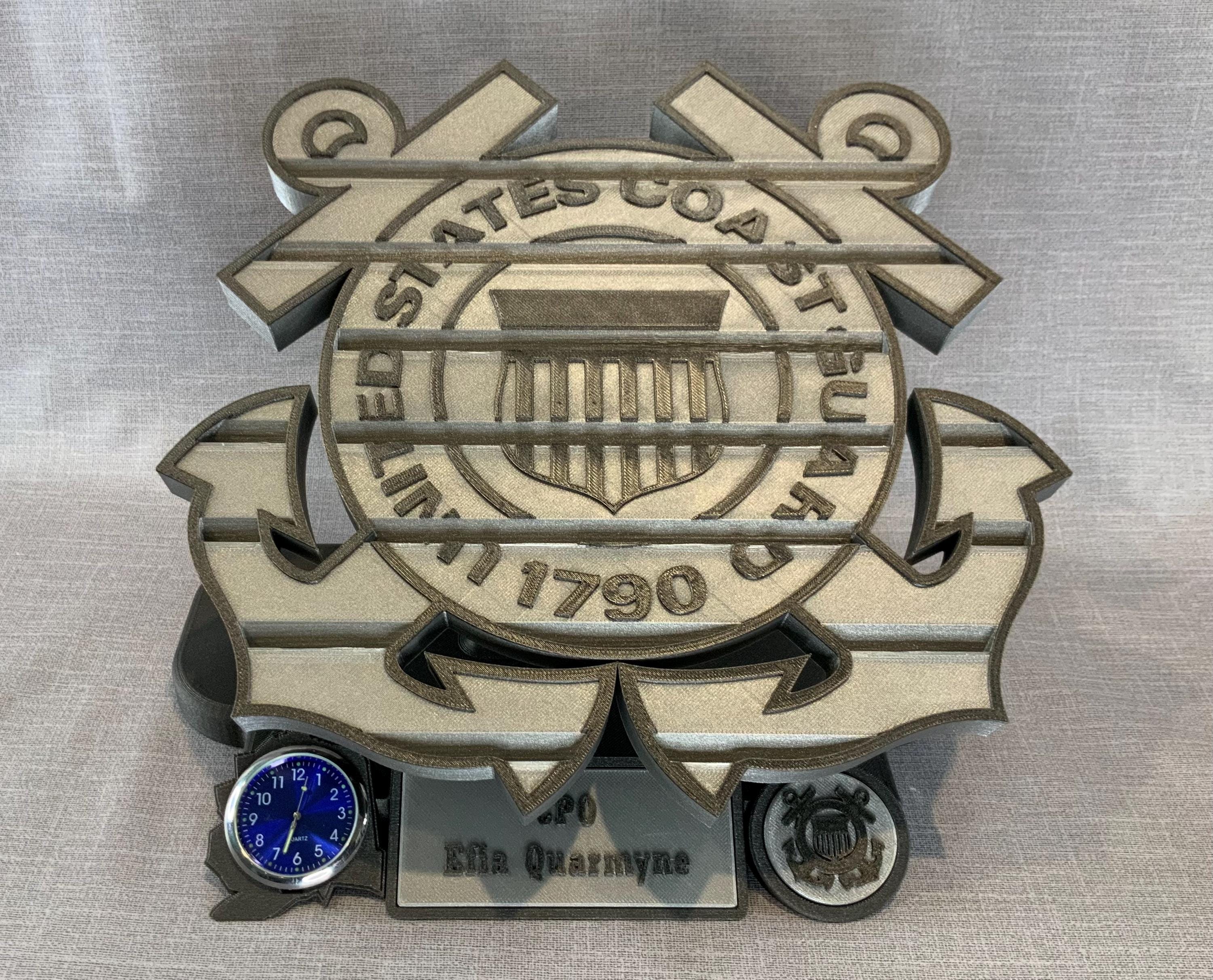 U.S. Coast Guard Emblem Coin Holder With Stand and Clock Option - Etsy