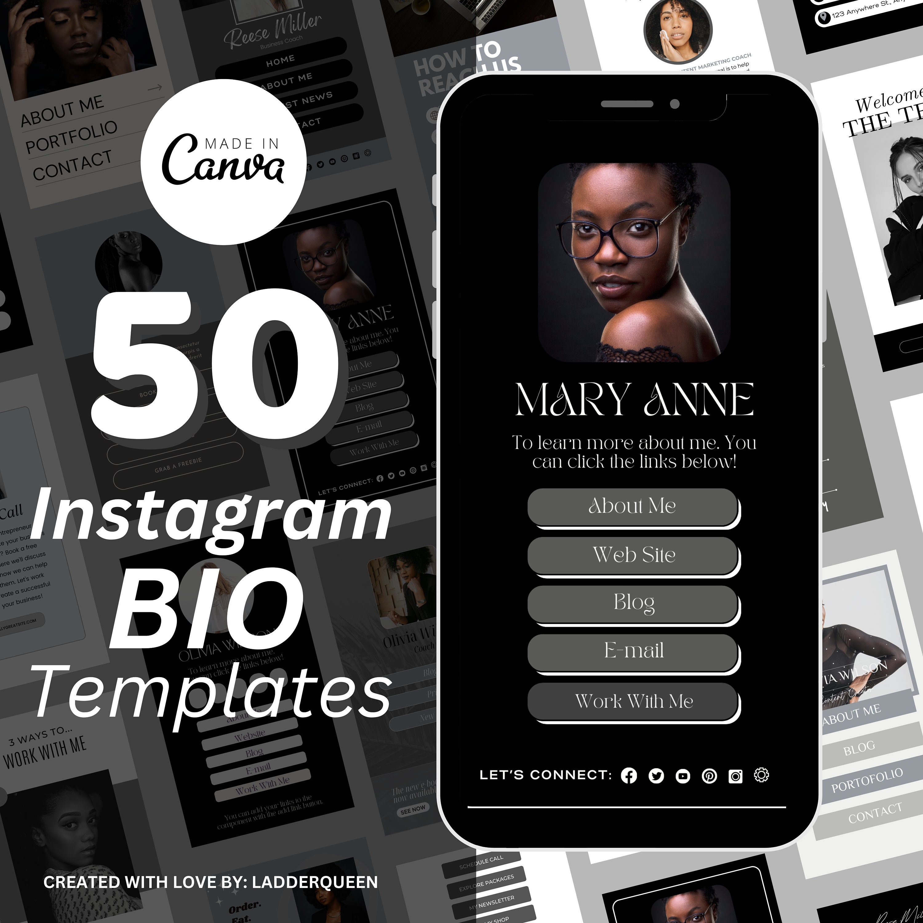 Link in Bio Instagram Template Instagram Landing Page Canva Template ...