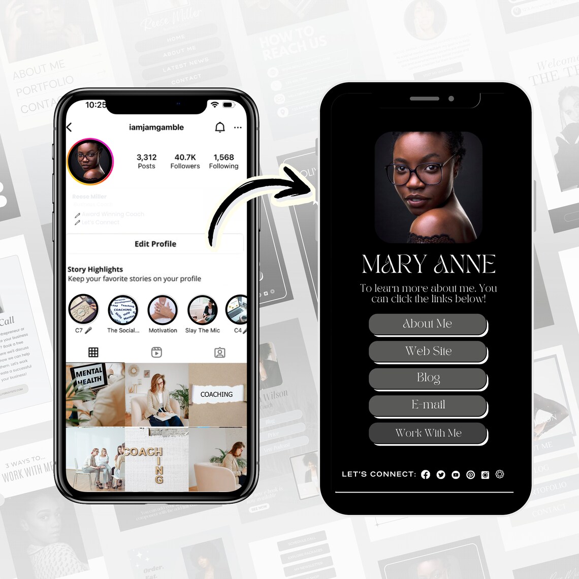 Link in Bio Instagram Template Instagram Landing Page Canva Template ...