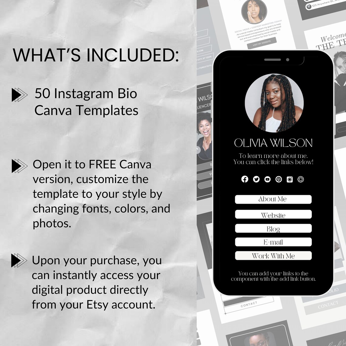 Link in Bio Instagram Template Instagram Landing Page Canva Template Instagram Page Template ...