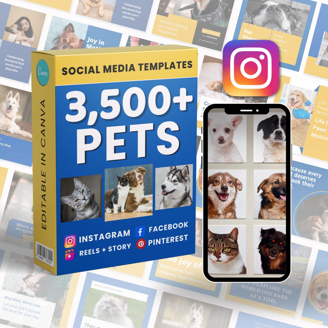 Pet Bundle Social Media Templates: Canva Instagram - Etsy
