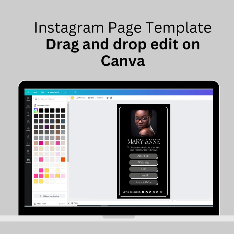 Link in Bio Instagram Template Instagram Landing Page Canva Template ...