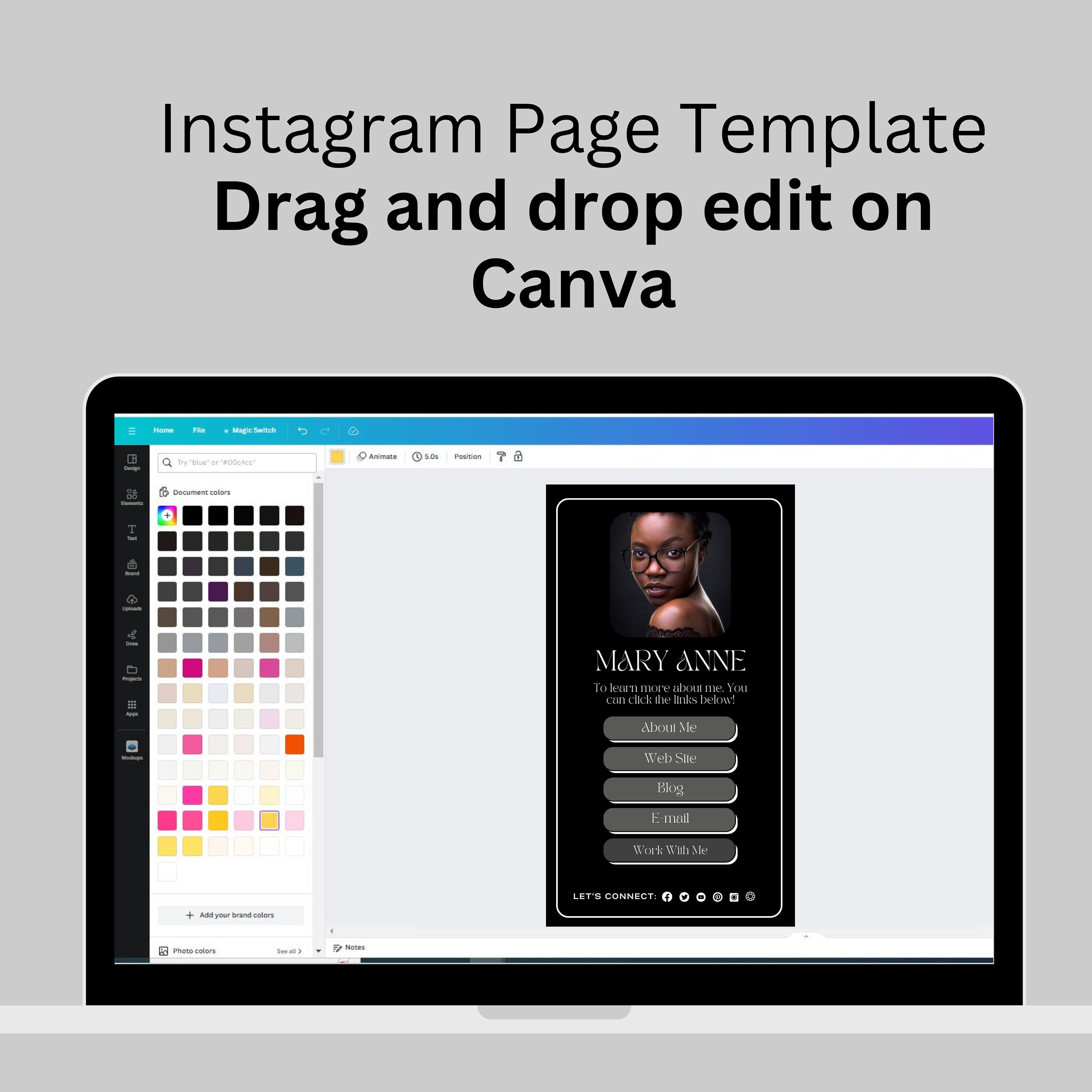 Link in Bio Instagram Template Instagram Landing Page Canva Template ...