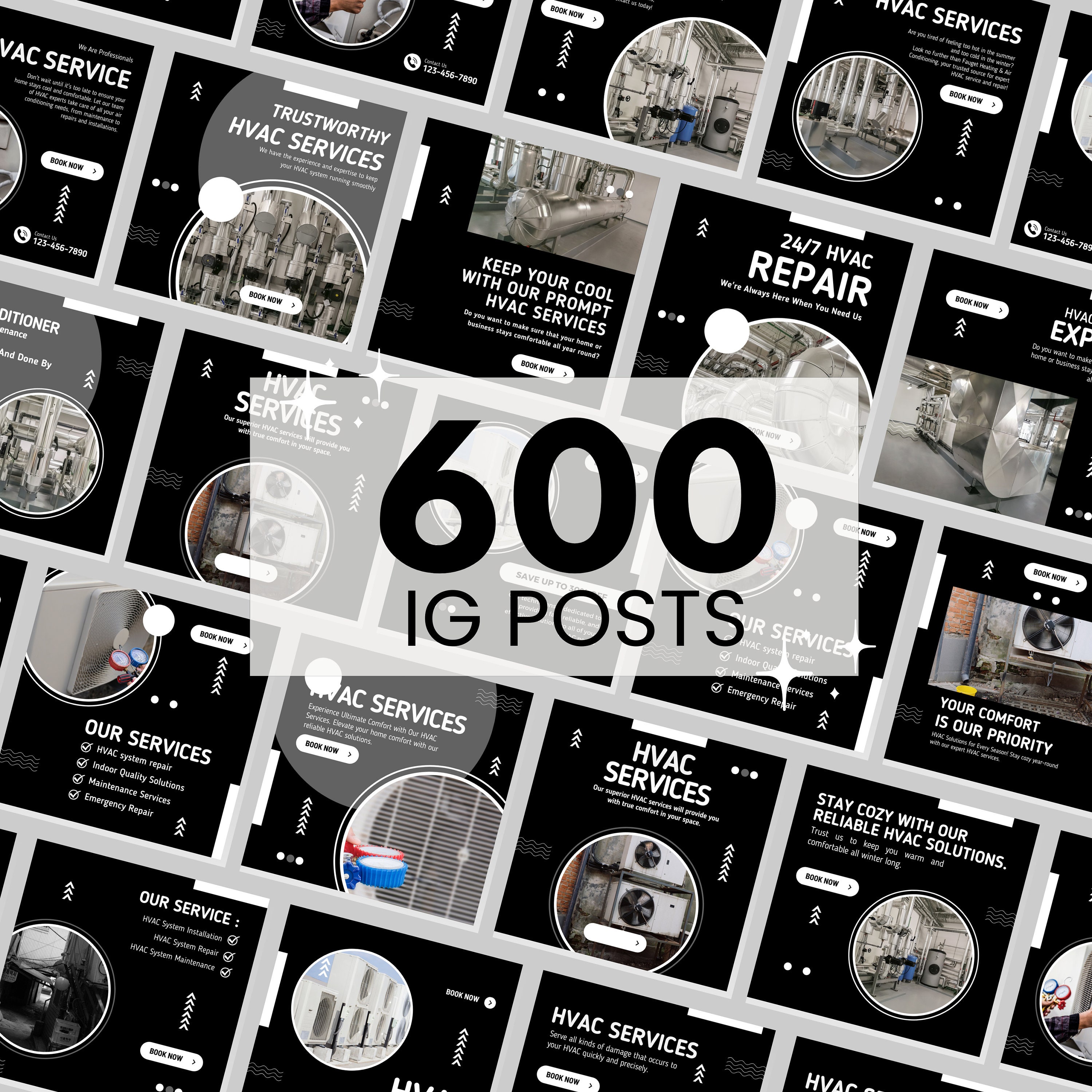 HVAC Instagram Post Templates: Air Conditioning Canva Social Media ...
