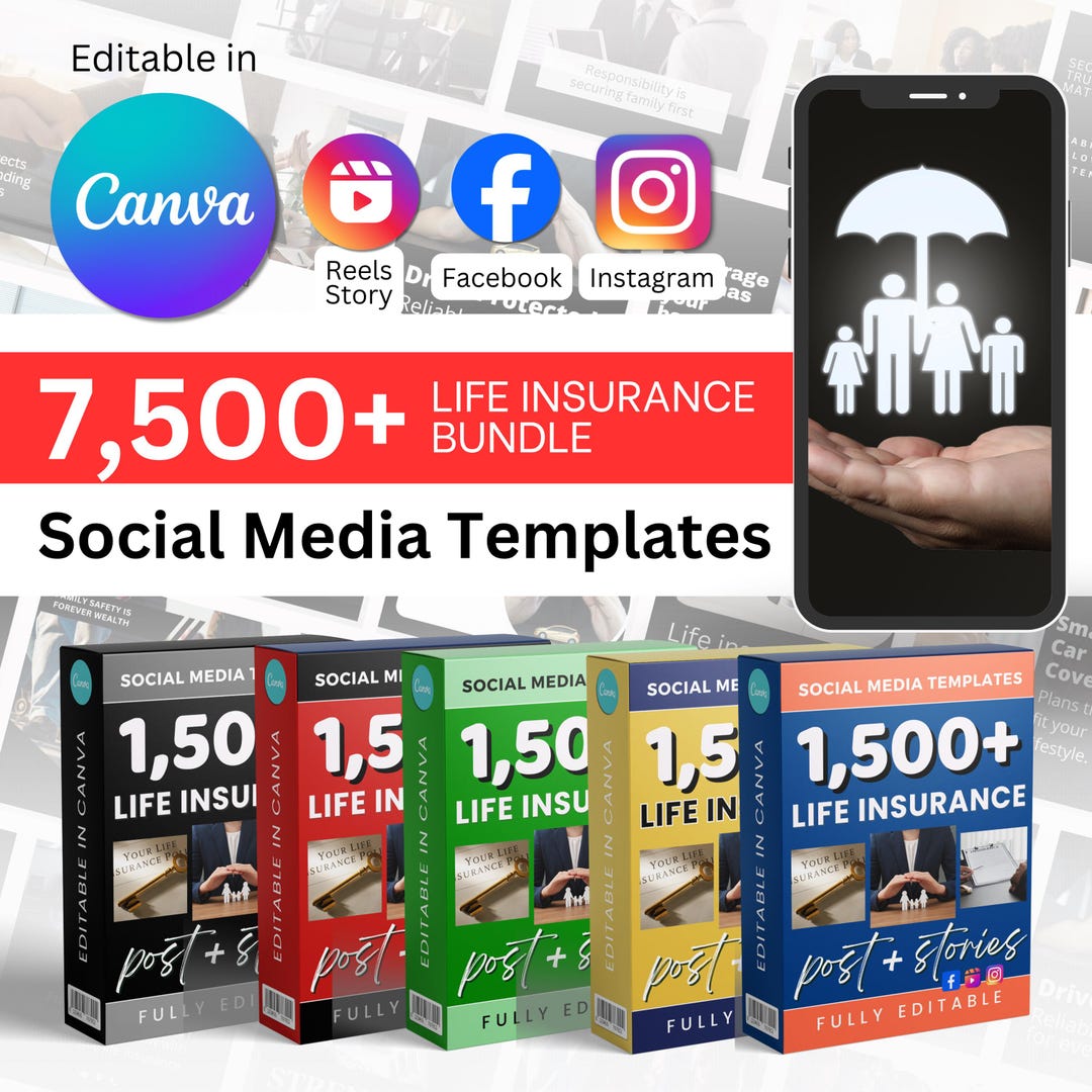 Life Insurance Post & Story Bundle: Social Media Templates - Etsy