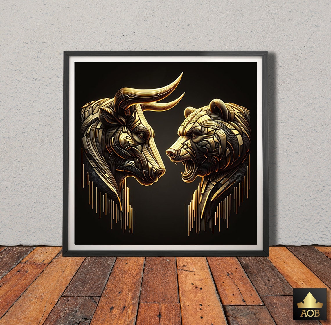 Bull and Bear Stock Market Art: 3D Abstract Design (digital Download ...