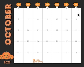 Spooky October 2022 Digital Calendar - Etsy