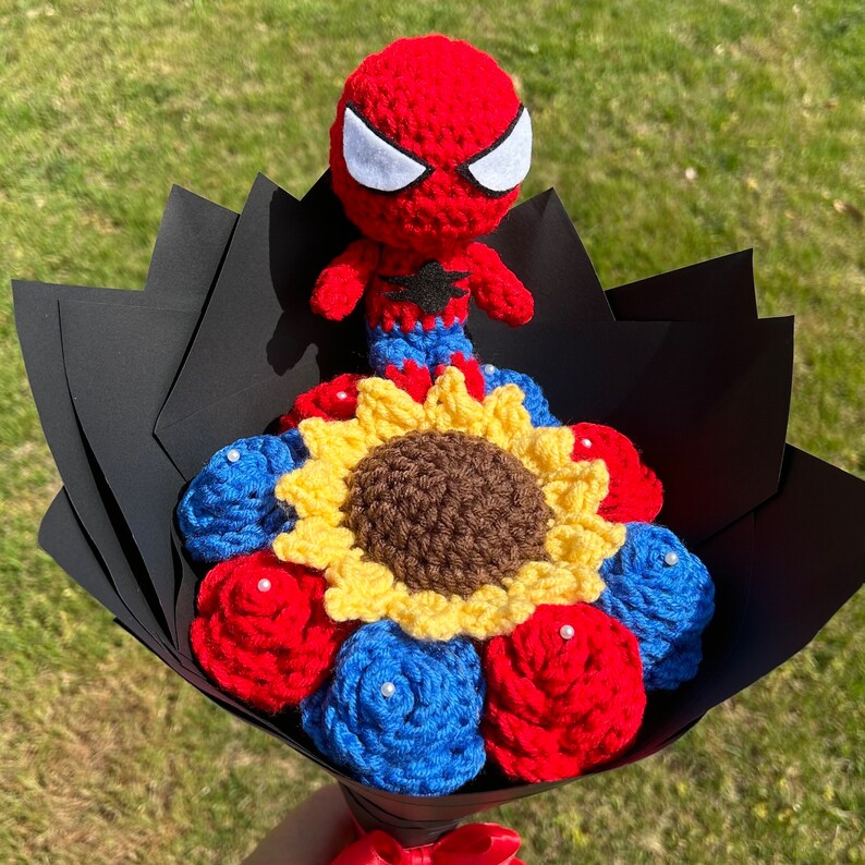 Crochet Spiderman Bouquet , Crochet Flowers , Birthdaygift ...