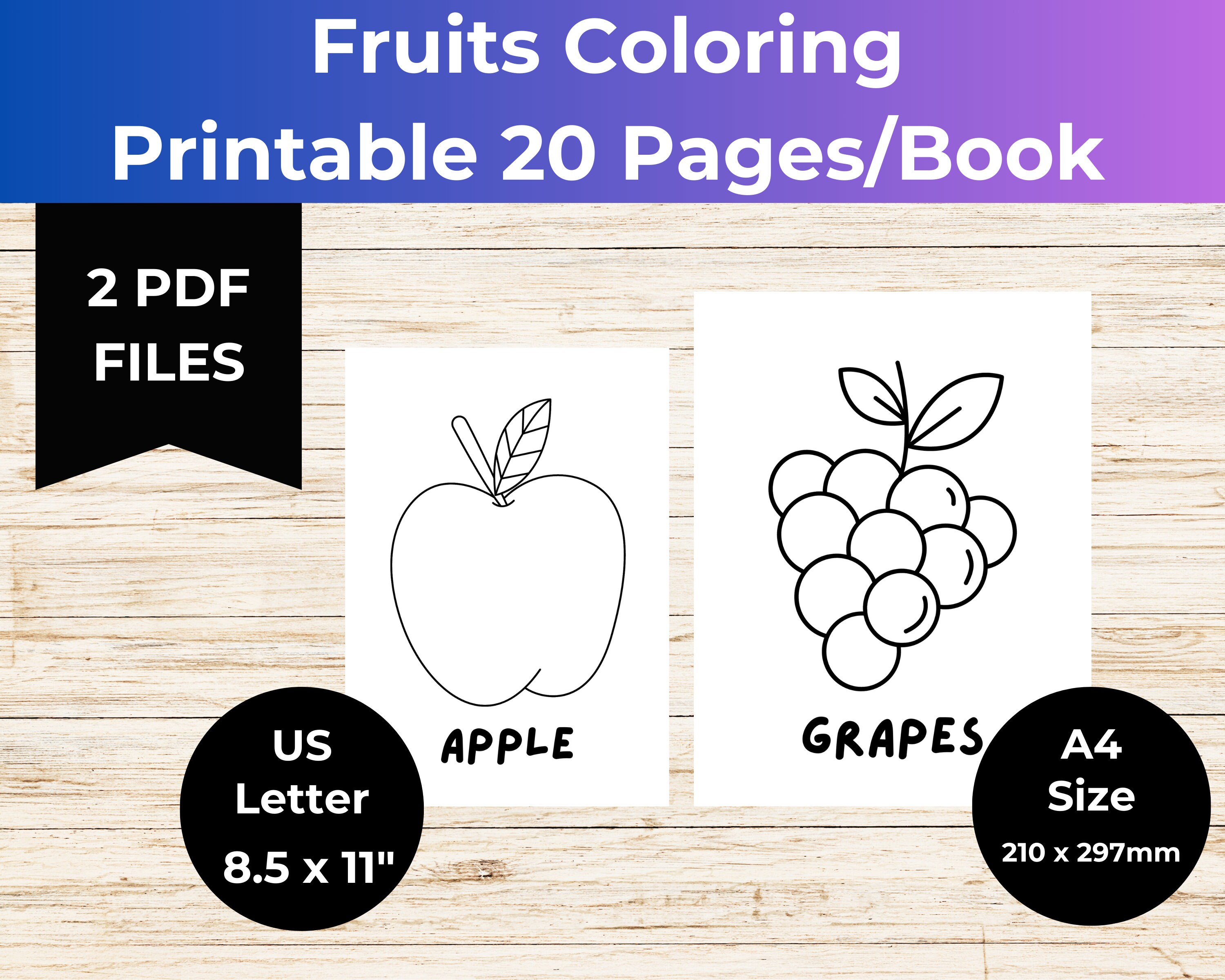 Buy Fruit Coloring Pages, Fruit Coloring Book for Kids, Boys, Girls ...
