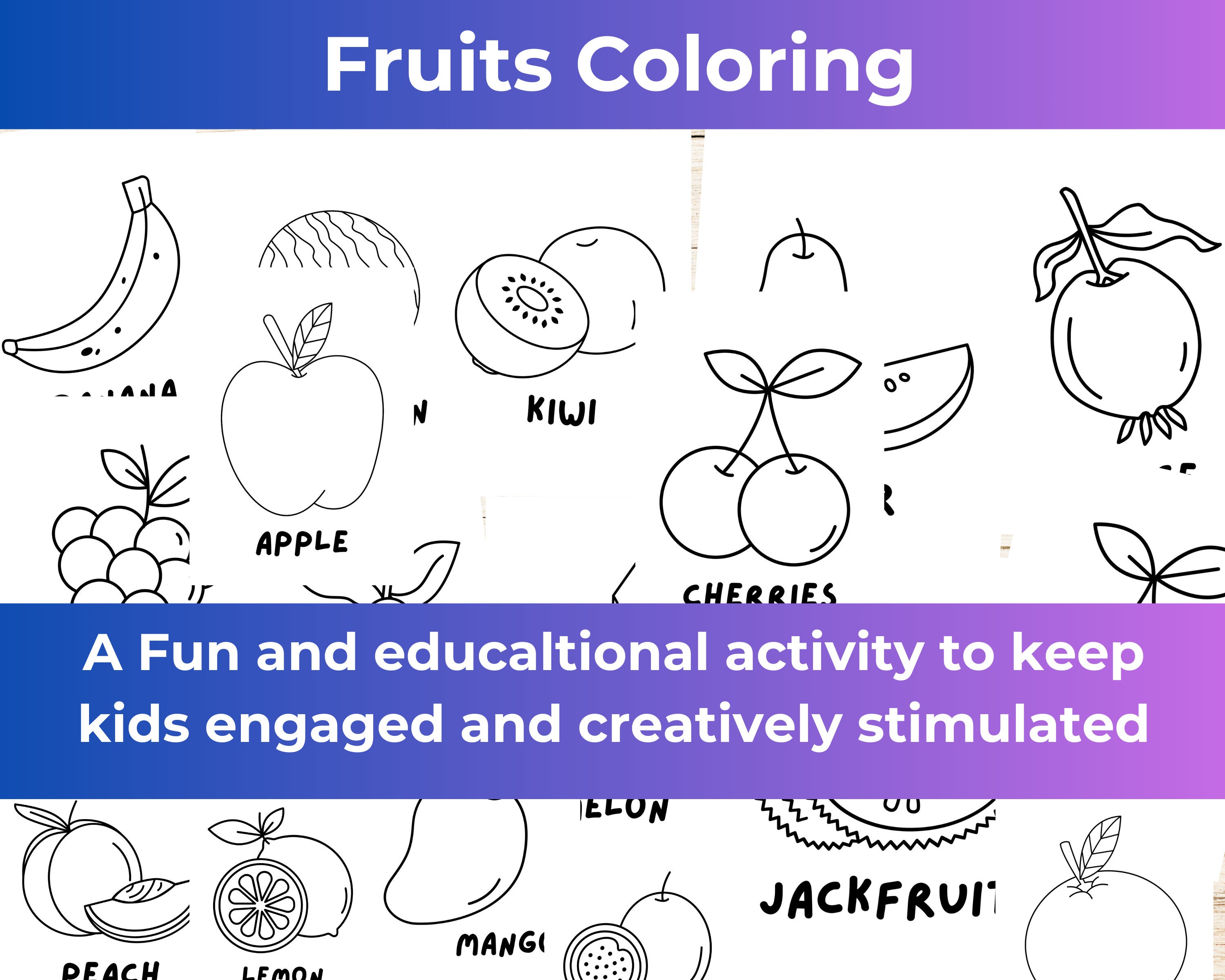 Buy Fruit Coloring Pages, Fruit Coloring Book for Kids, Boys, Girls ...