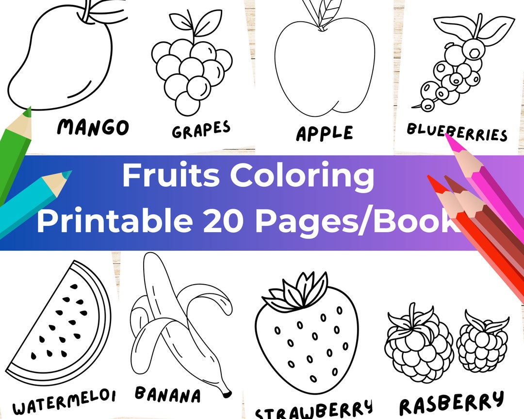 Buy Fruit Coloring Pages, Fruit Coloring Book for Kids, Boys, Girls ...