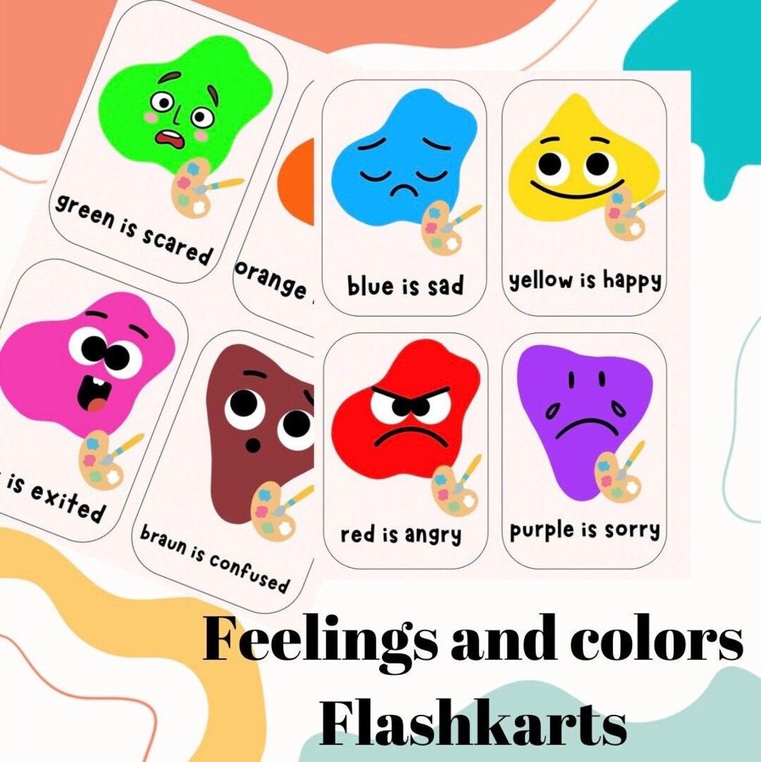 Feelings and Colors Flashcards - Etsy