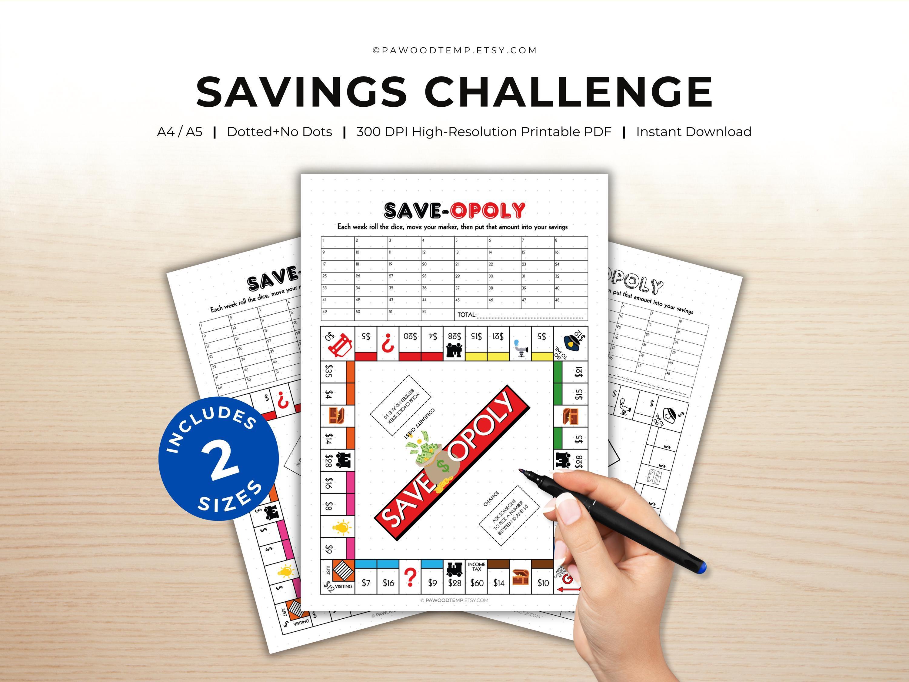 Saveopoly Savings Challenge: Printable Budgeting Game (A4/A5 PDF) - Etsy