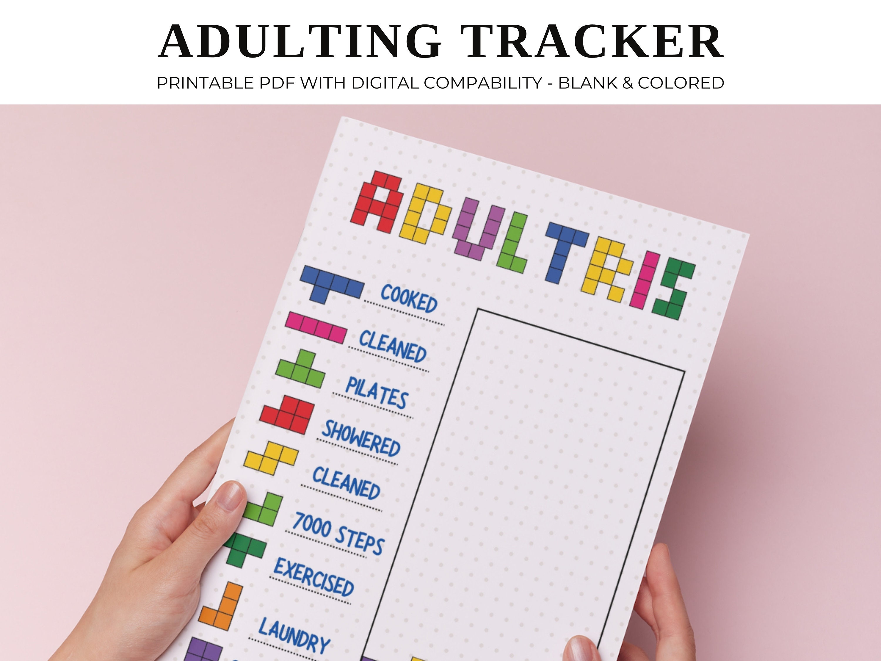 ADULTING TRACKER Tetris Edition Printable Task & Habit Tracker Adultris ...