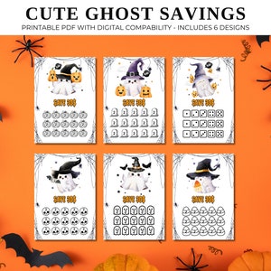 Spooky Savings Challenge Bundle: Cute Ghost Mini Saving Game, Halloween ...