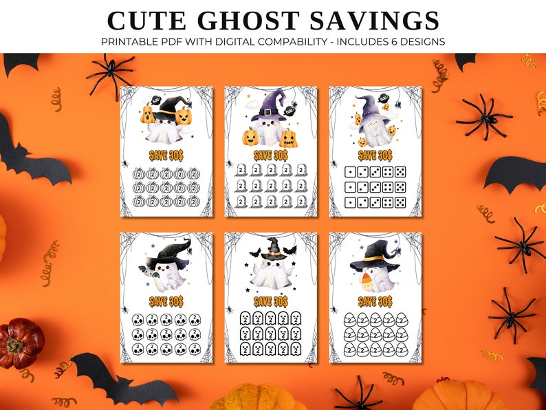 Cute Ghost Savings Printable Set: Spooky Challenge, Budget Blinder ...