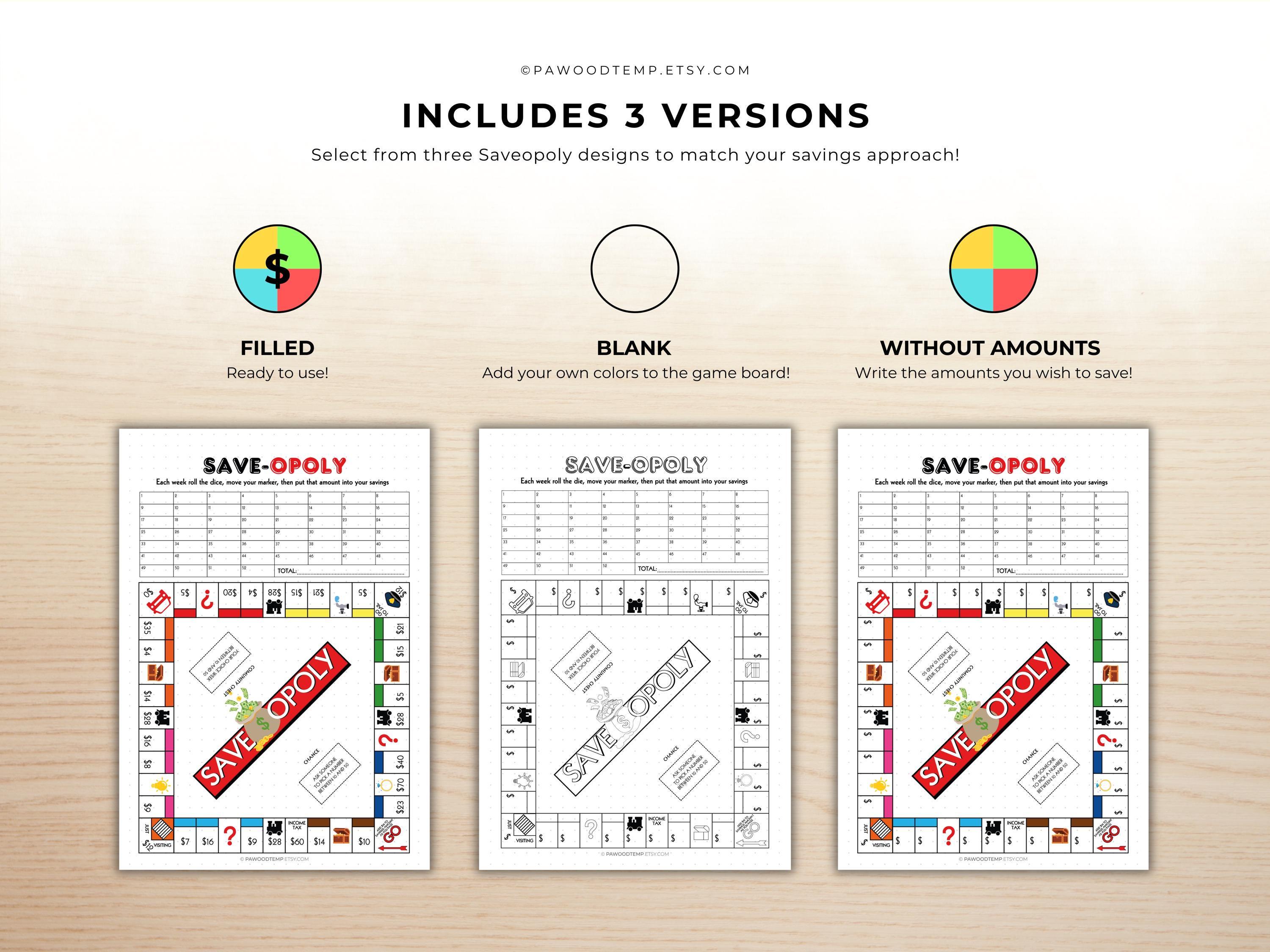 Saveopoly Savings Challenge: Printable Budgeting Game (A4/A5 PDF) - Etsy