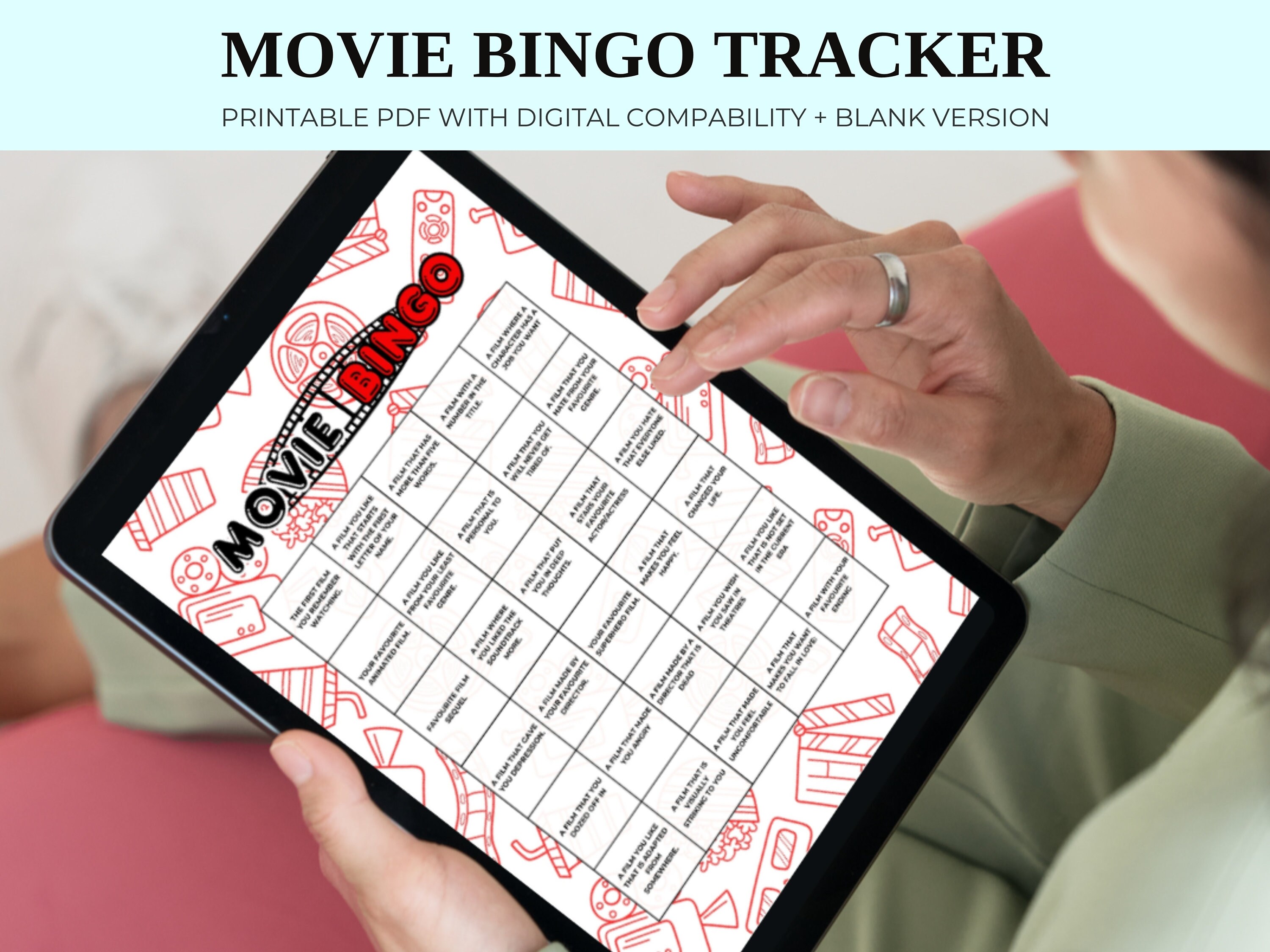 Movie Bingo Game & Printable A5 Genre Tracker Movie Night Challenge ...