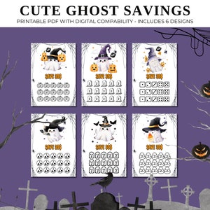 Spooky Savings Challenge Bundle: Cute Ghost Mini Saving Game, Halloween ...