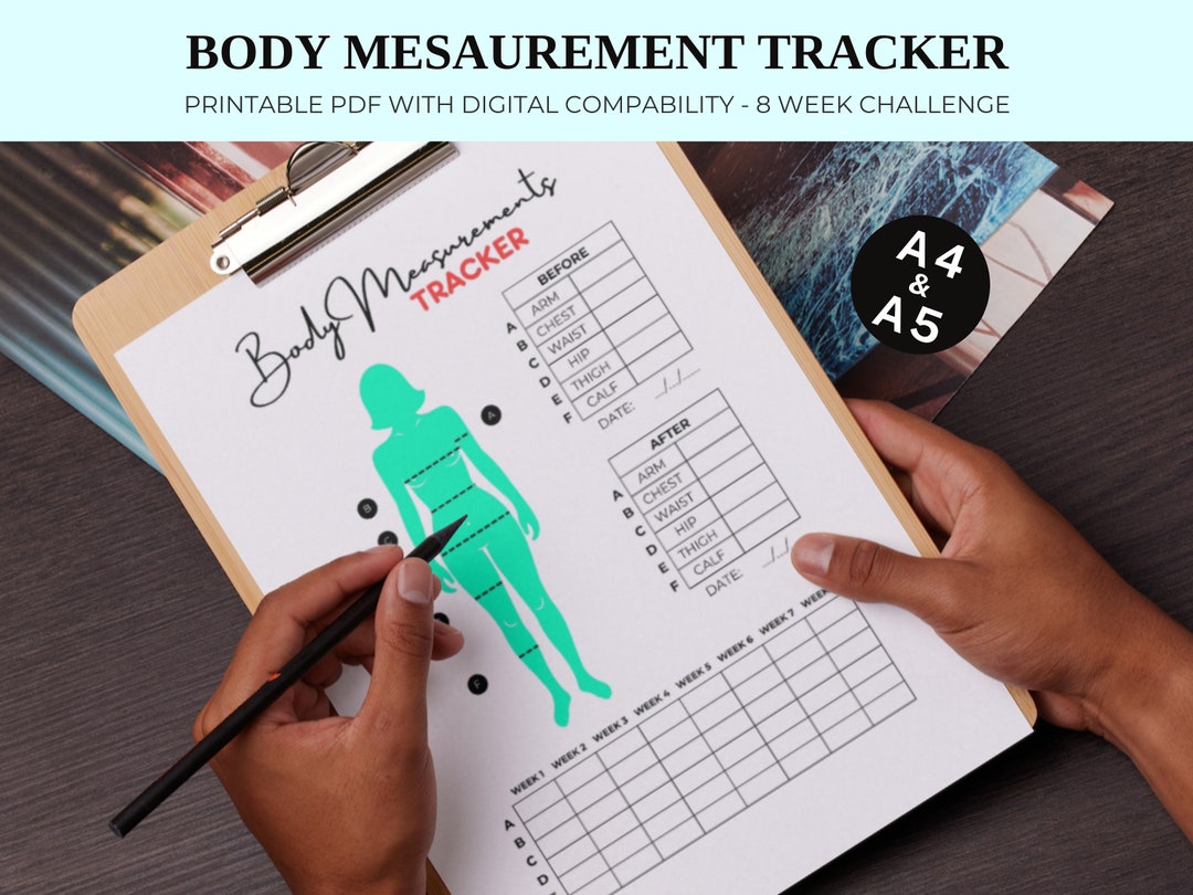 Body Measurement & Fitness Tracker Printable Workout Log Goal Planner ...