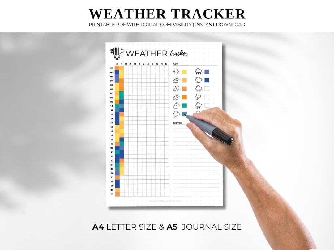Yearly Weather Tracker Printable: A4/A5 Journal Template (PDF) - Etsy