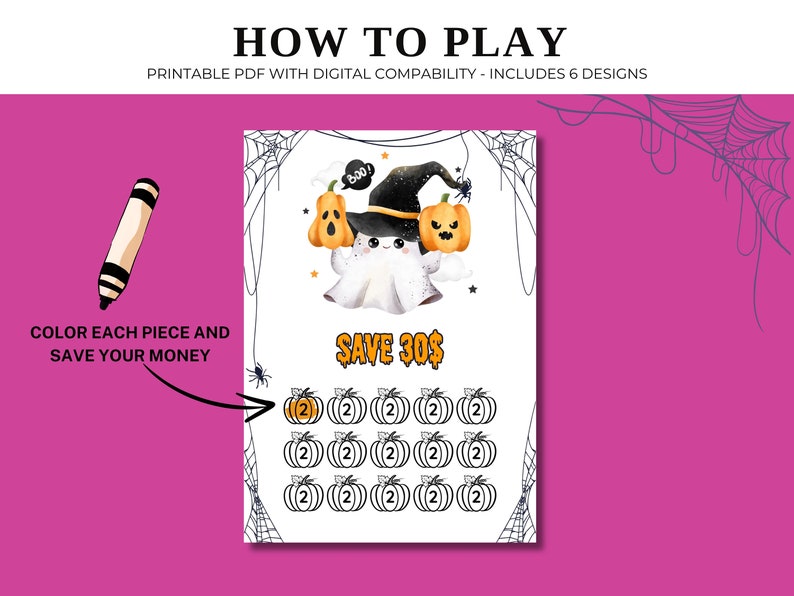 Cute Ghost Savings Printable Set: Spooky Challenge, Budget Blinder ...