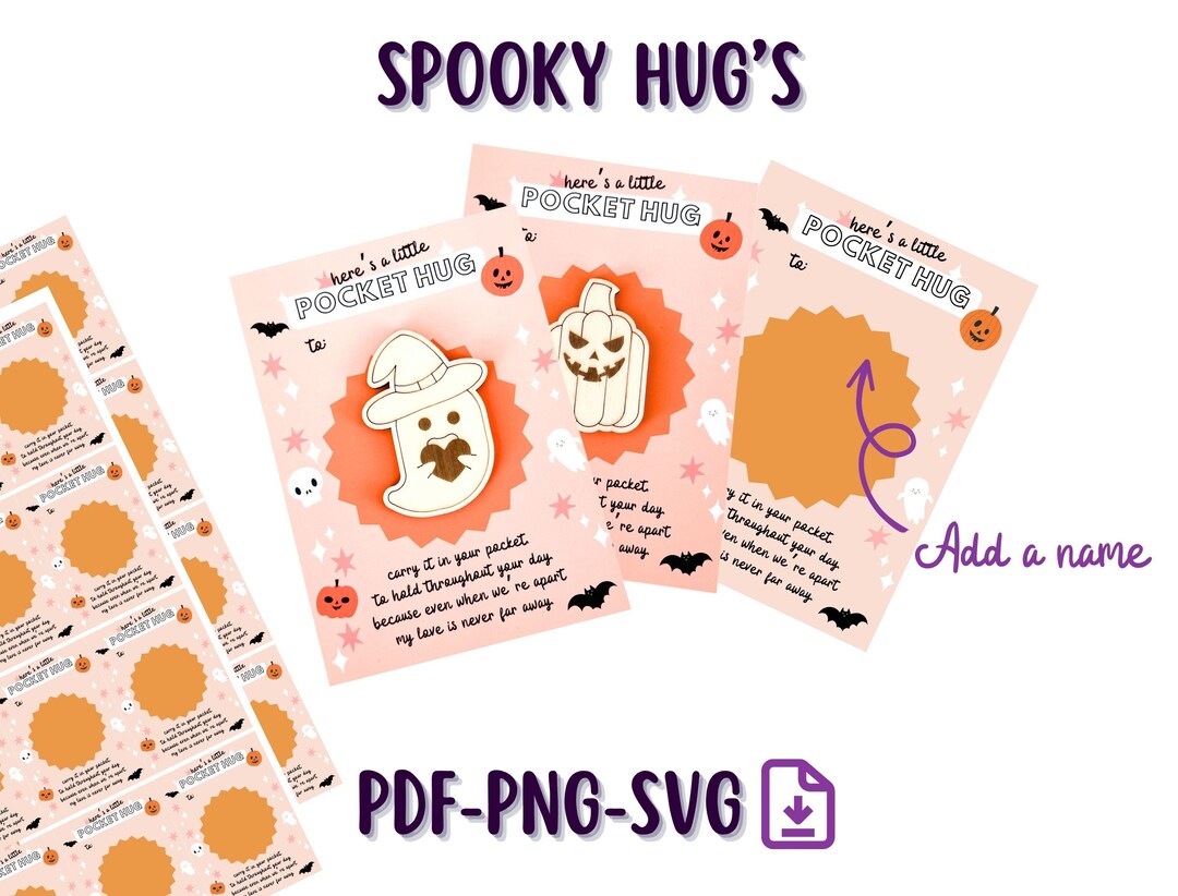 PRINTABLE Spooky Hug Display Cards - Digital PDF - DIY Packaging Labels ...