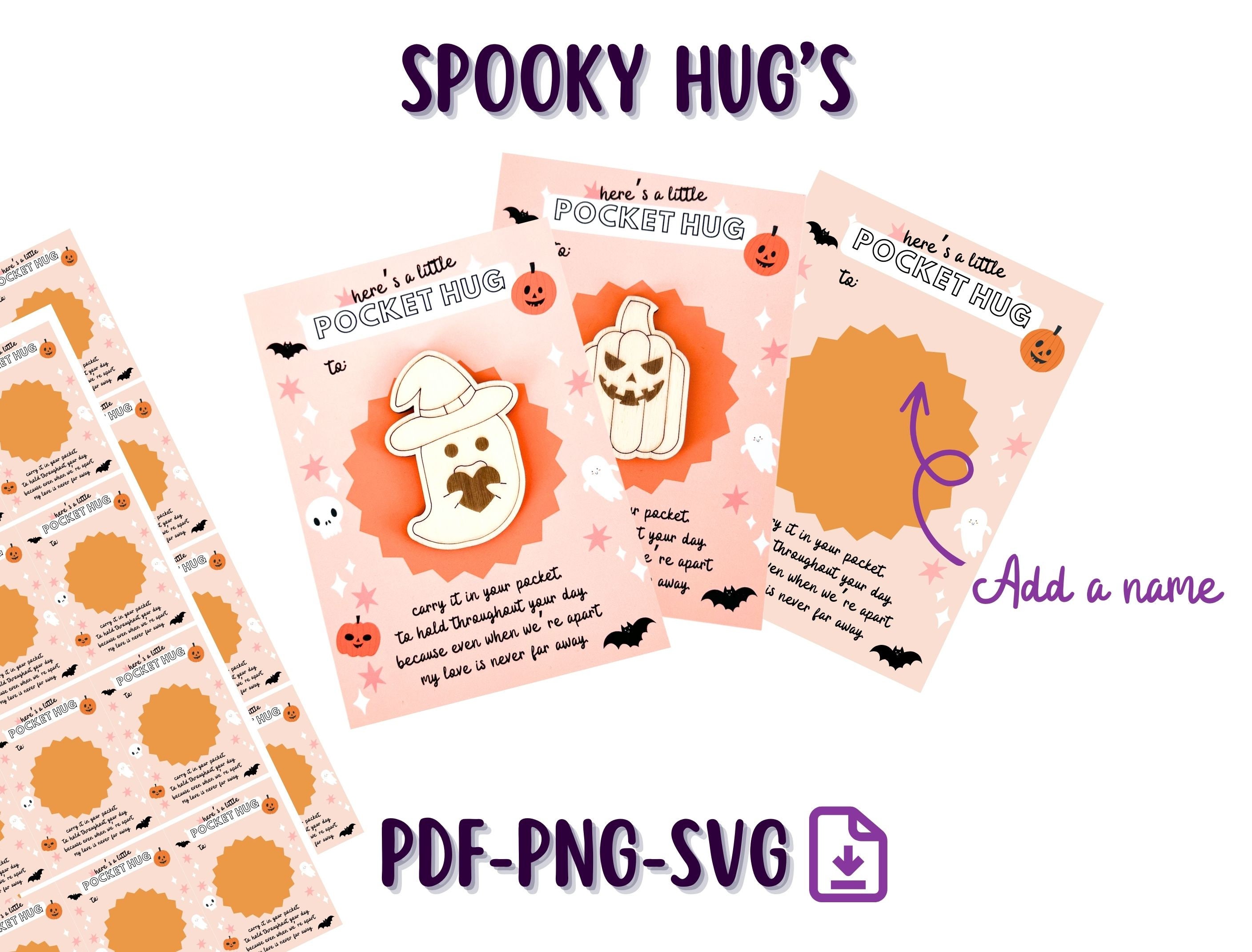 PRINTABLE Spooky Hug Display Cards - Digital PDF - DIY Packaging Labels ...