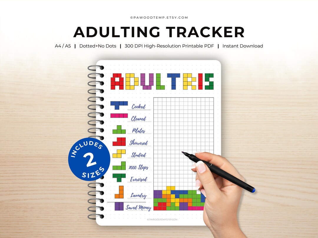ADULTING TRACKER for Habits & Tasks - Printable A4/A5 Journal Page ...