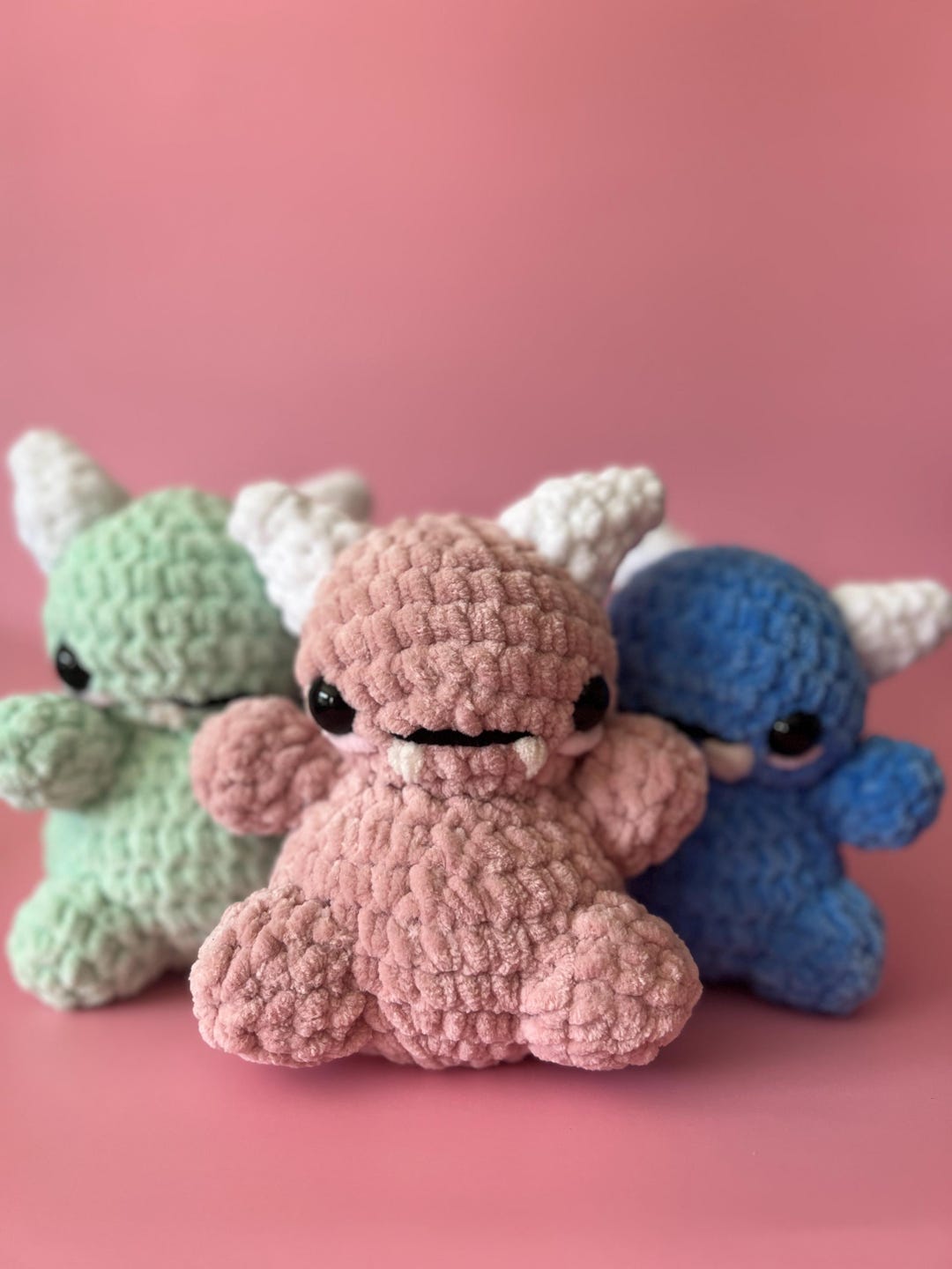 Crochet Worry Monster Plush – Soft Handmade Comfort Creature – 8 Inch ...