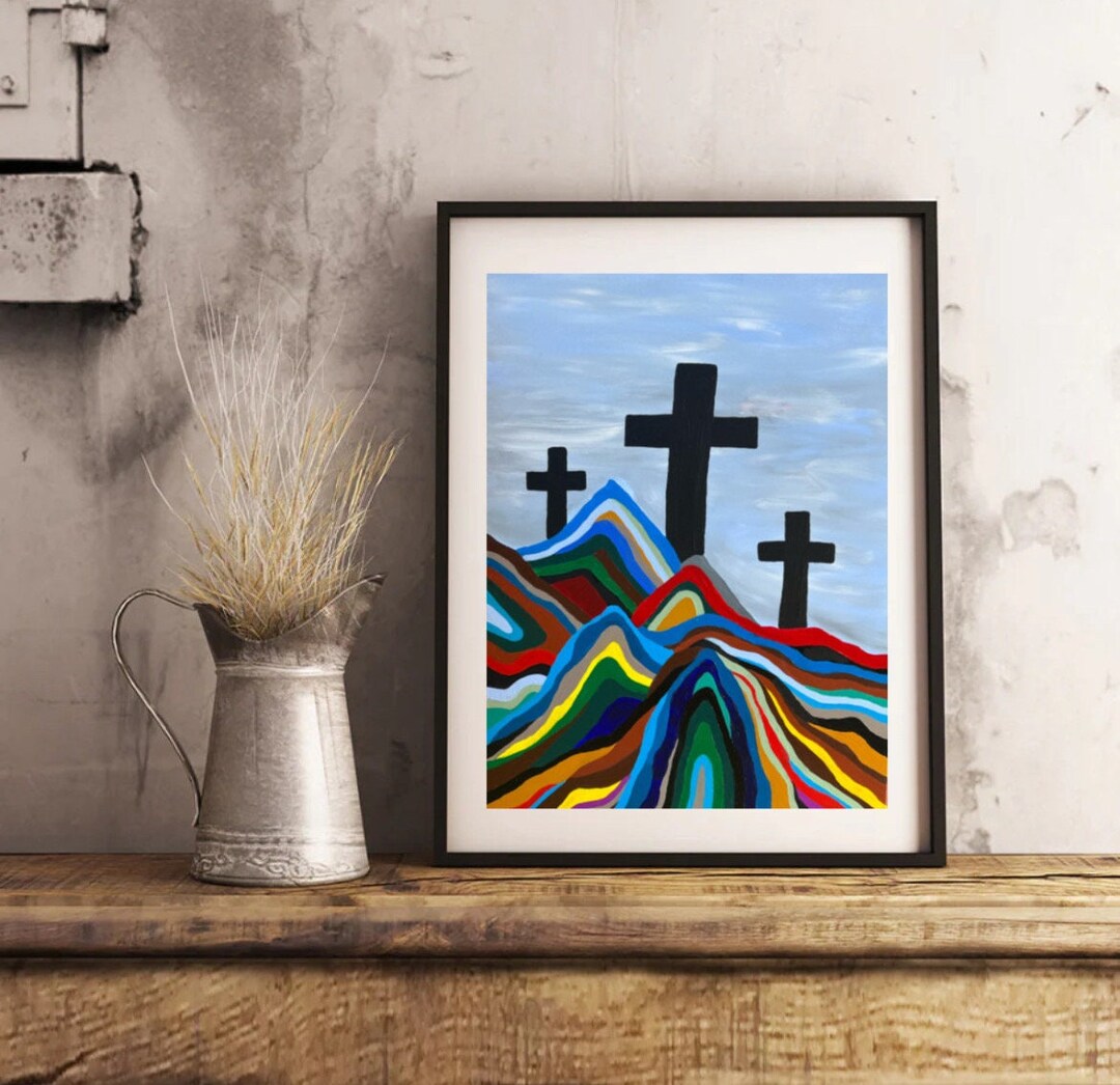 Jesus Cross, Crucifix, Poster Print, Colourful Christian Art - Etsy